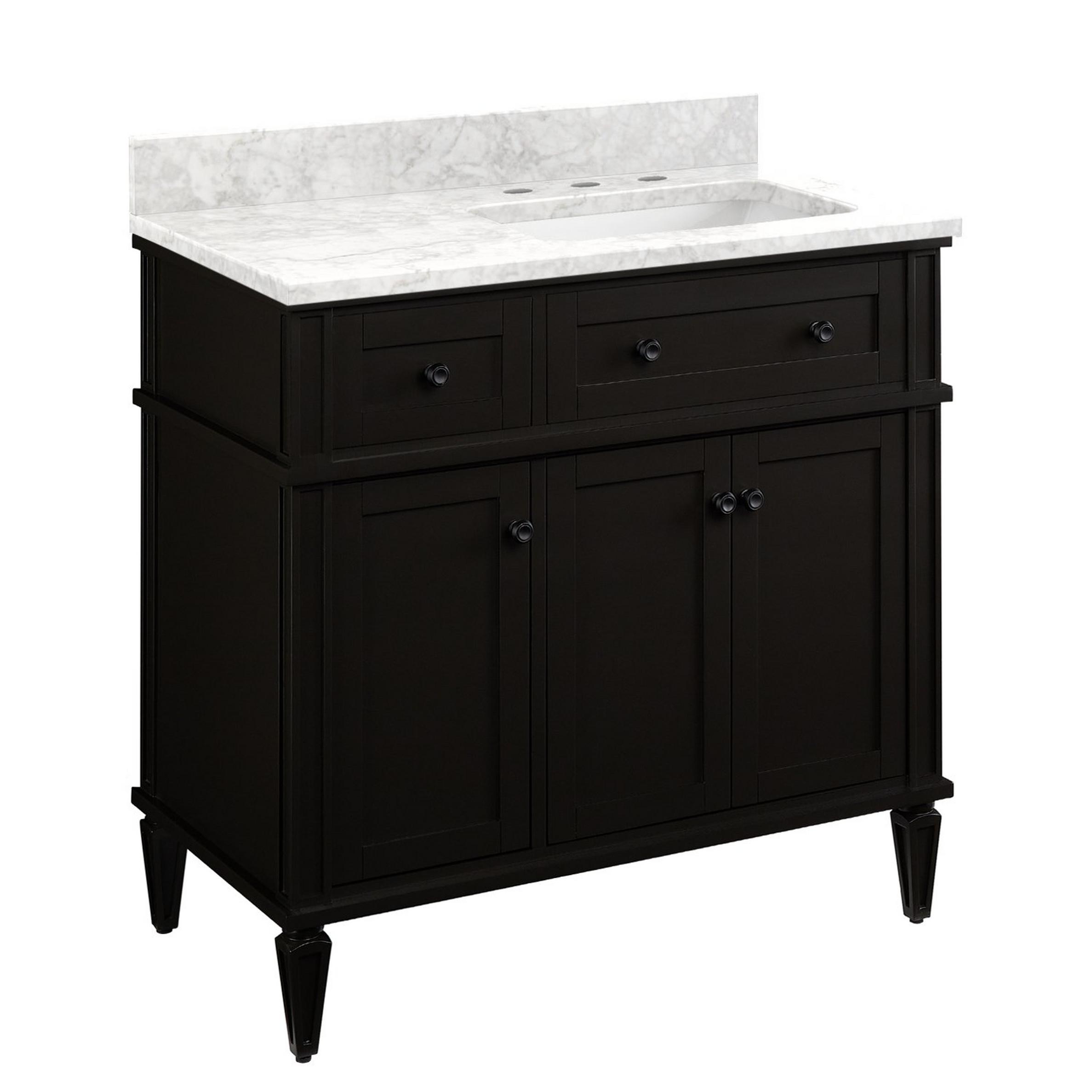 36" Elmdale Vanity for Right Offset Rect Undmnt Sink - Charcoal Black ...