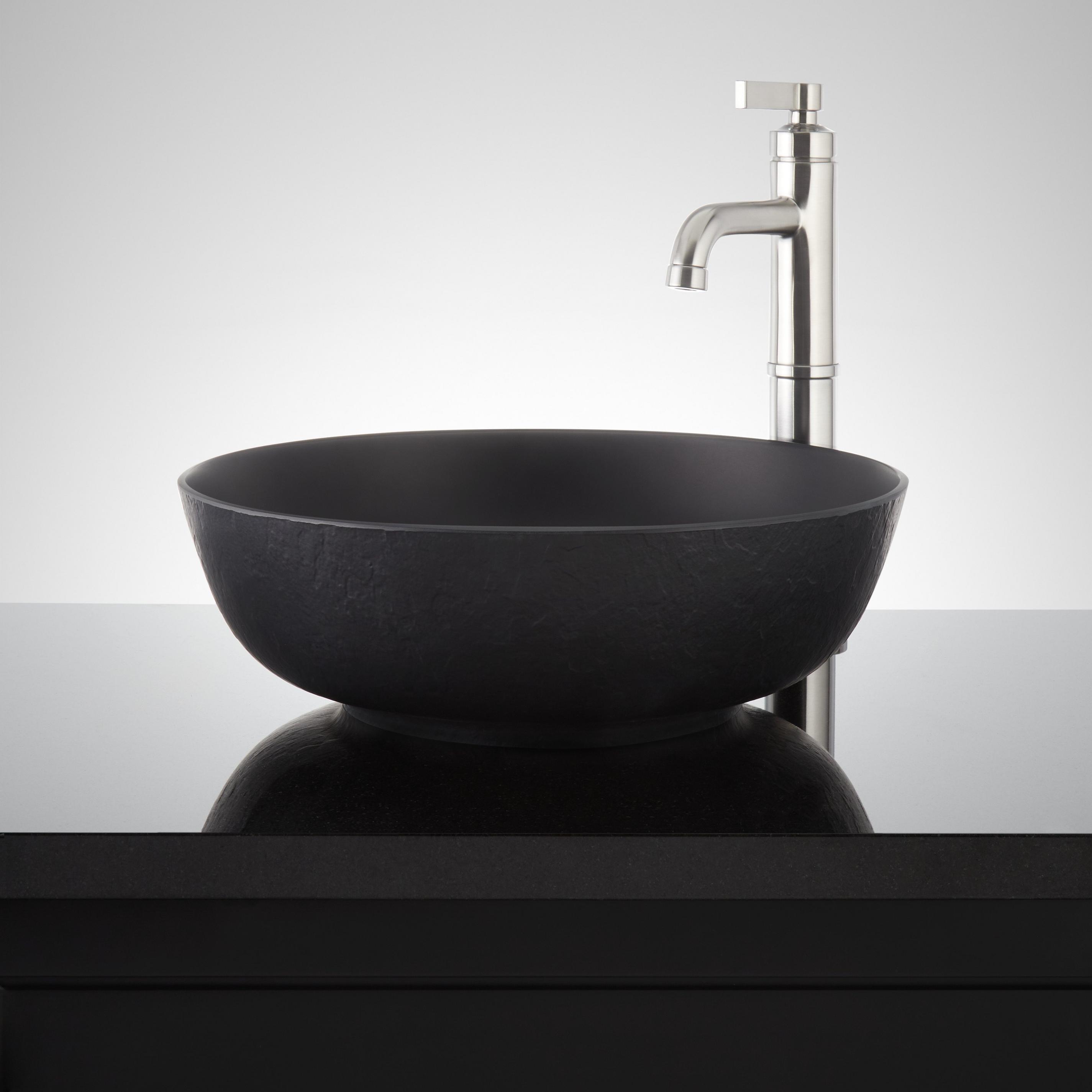 Elkshire Textured Solid Surface Vessel Sink - Matte Black | Signature ...