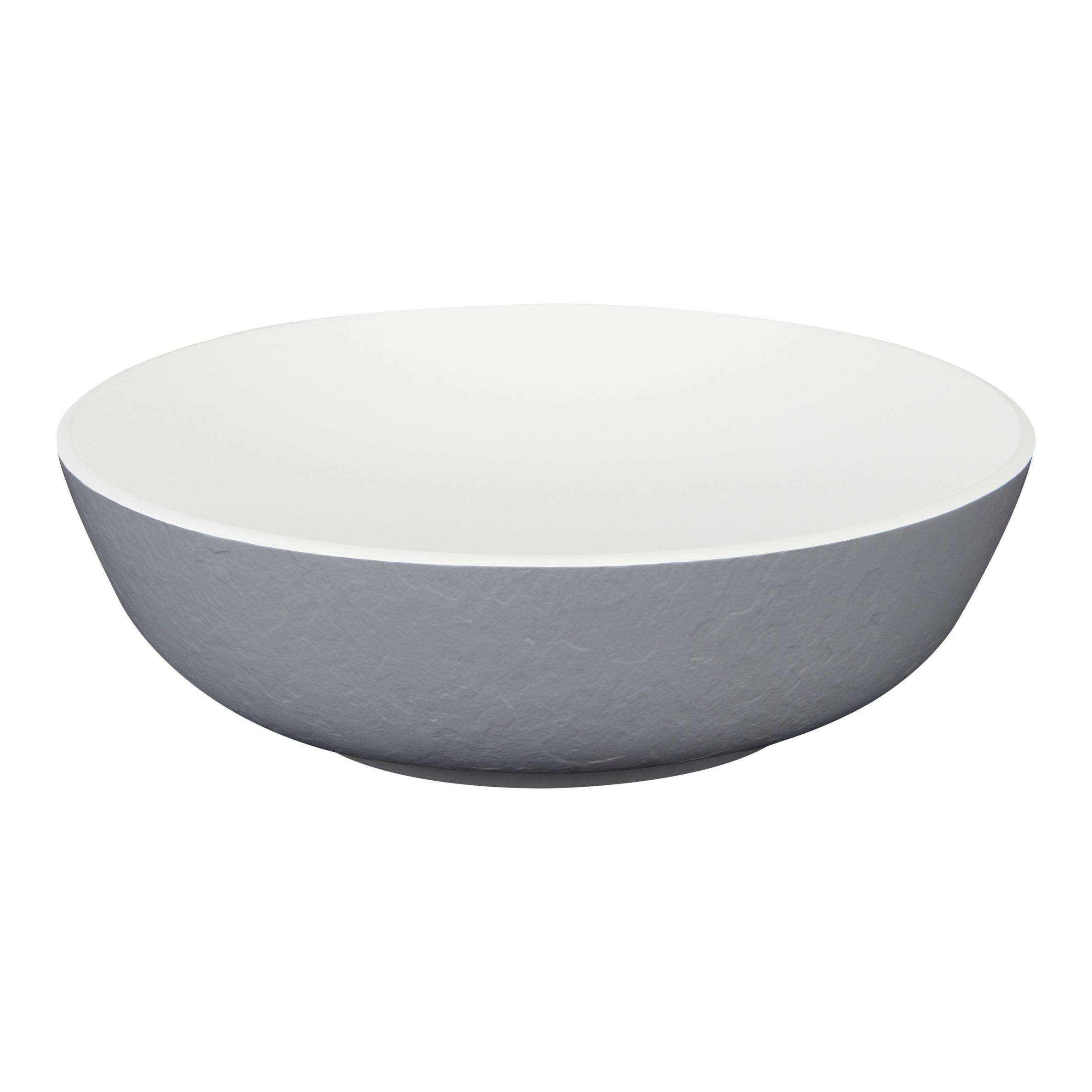 Elkshire Textured Solid Surface Vessel Sink - Gray Exterior Matte White ...