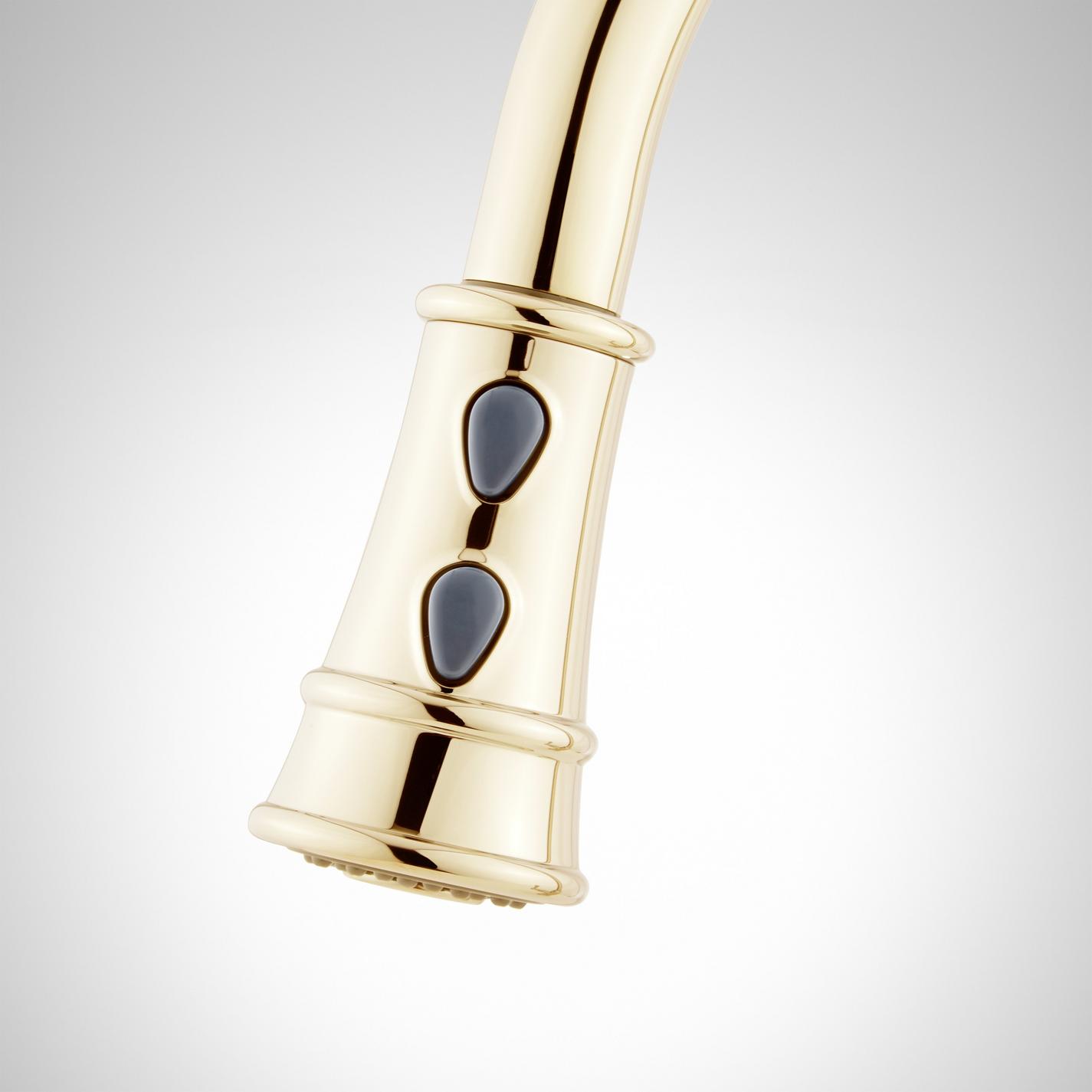 Amberley Single-Hole Pull-Down Spray Kitchen Faucet - Polished Brass ...