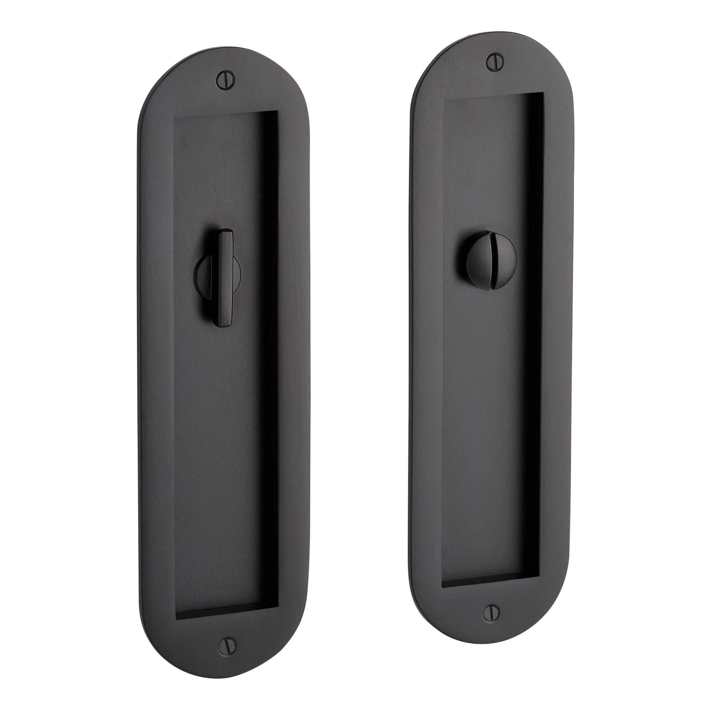 Rounded Pop-Out Brass Pocket Door Pull | Signature Hardware