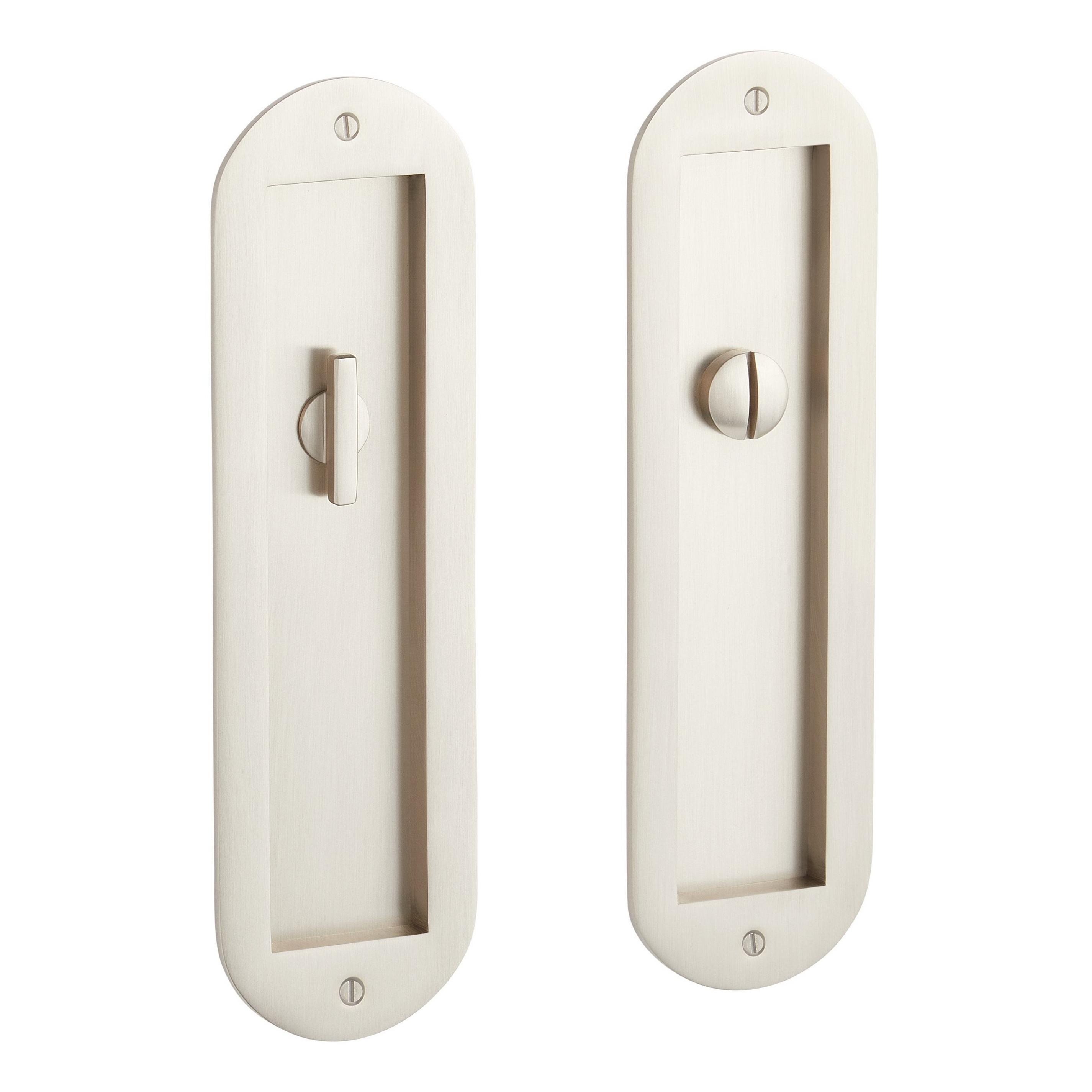 Rounded Pop-Out Brass Pocket Door Pull | Signature Hardware