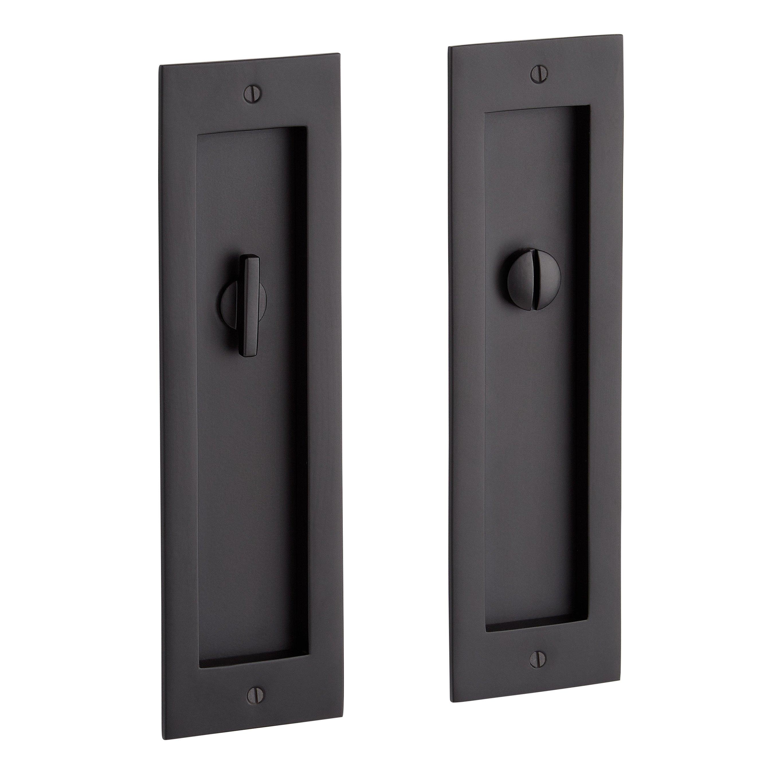 Elongated Pop-Out Brass Pocket Door Pull - Privacy - Matte Black | Signature Hardware