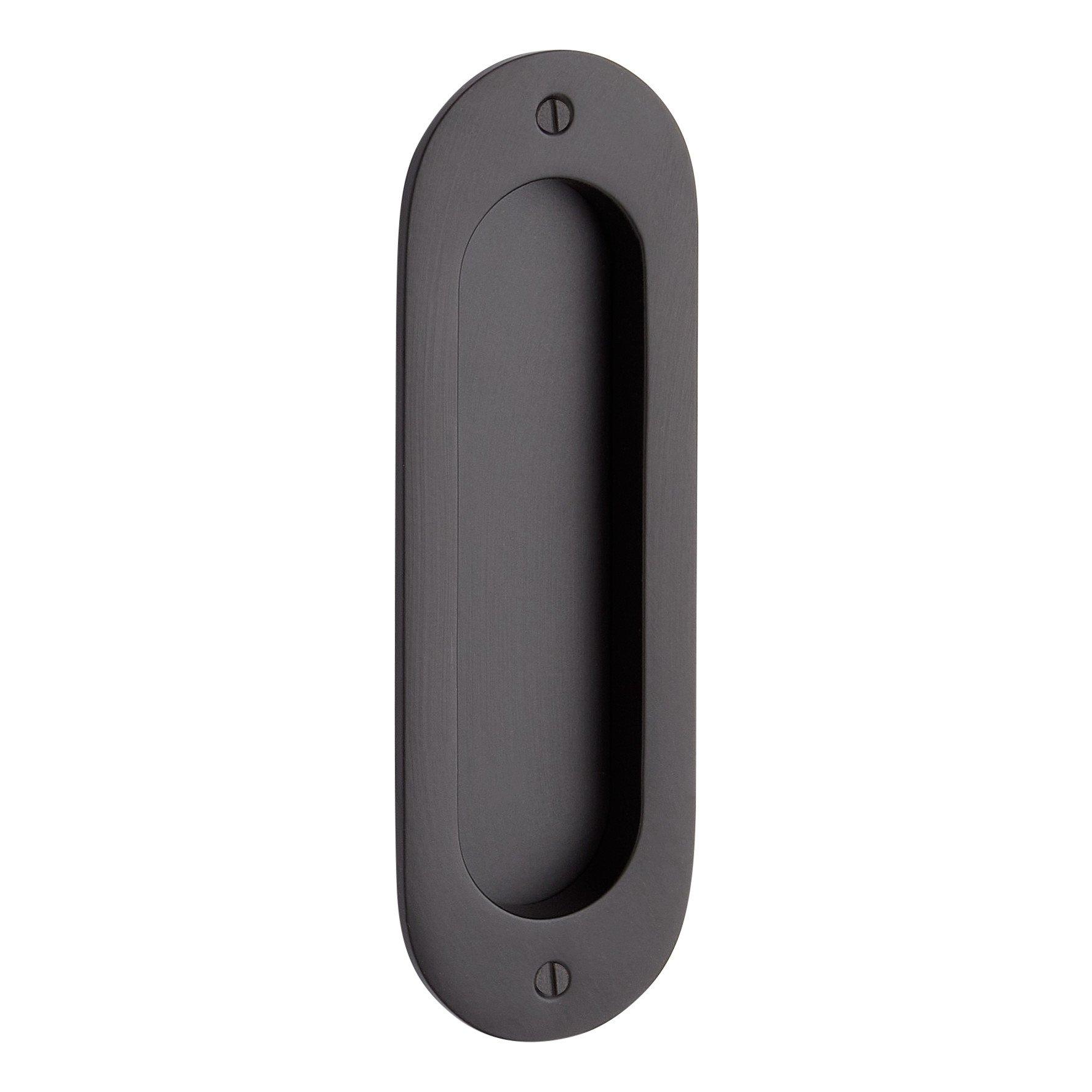6" Elongated Oval Recessed Brass Pocket Door Pull- Matte Black ...
