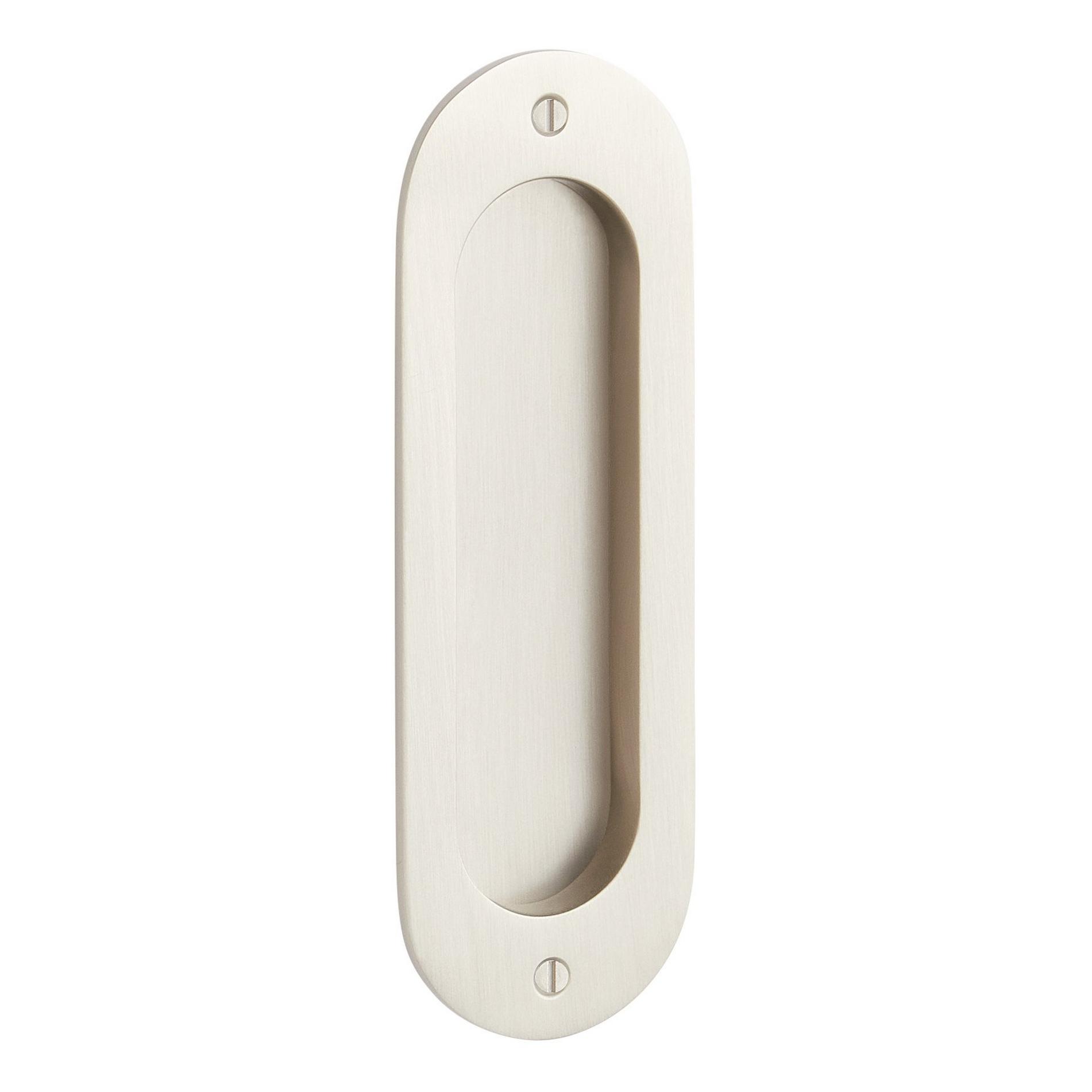 Elongated Oval Recessed Brass Pocket Door Pull | Signature Hardware