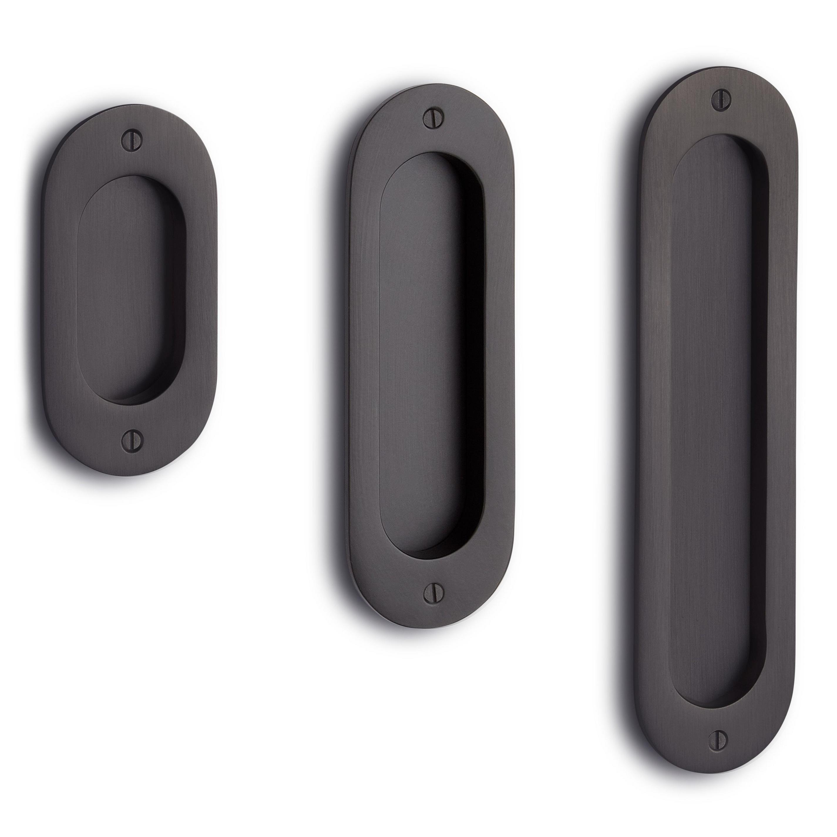 8" Elongated Oval Recessed Brass Pocket Door Pull- Matte Black ...