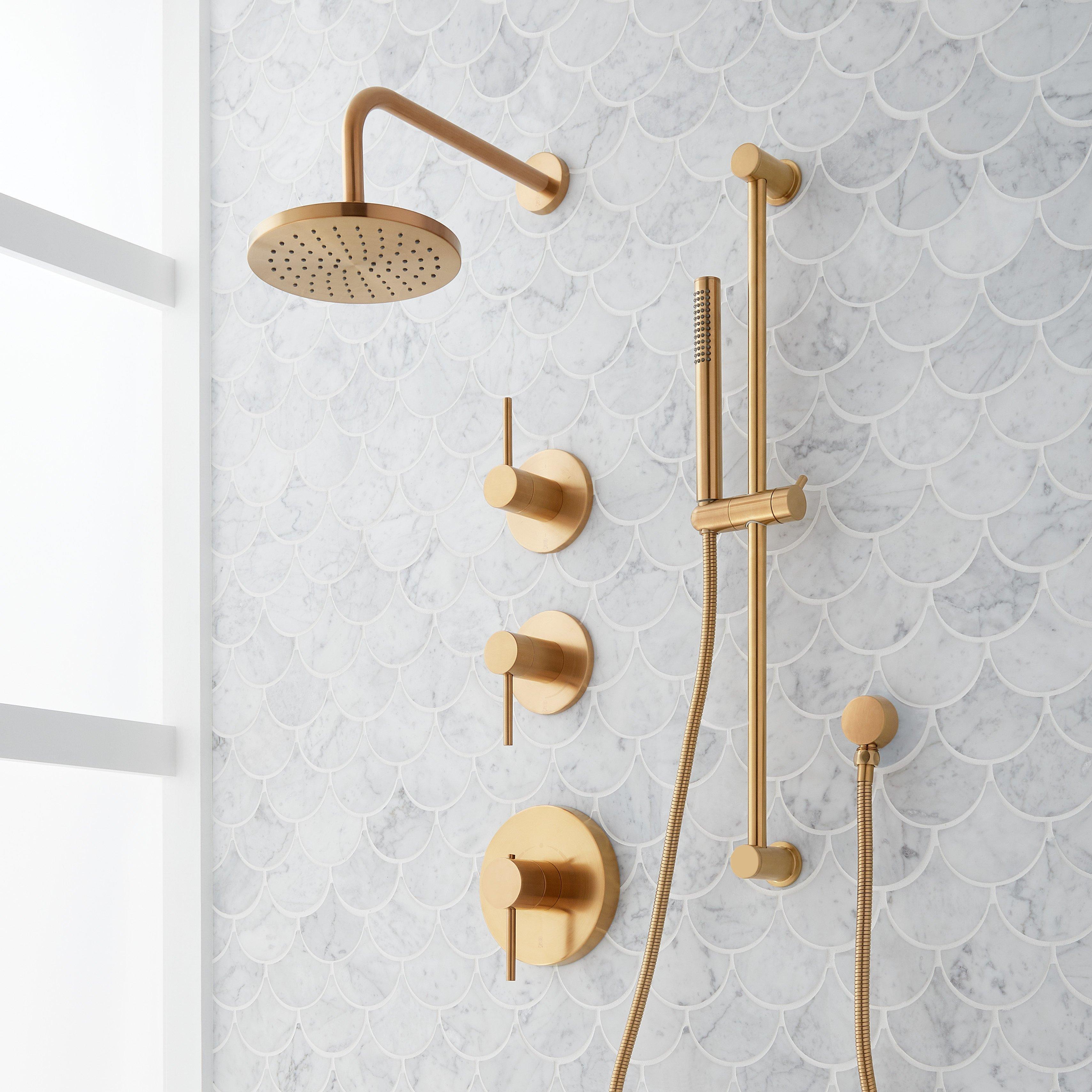 Lexia Thermostatic Shower System with Slide Bar and Hand Shower ...