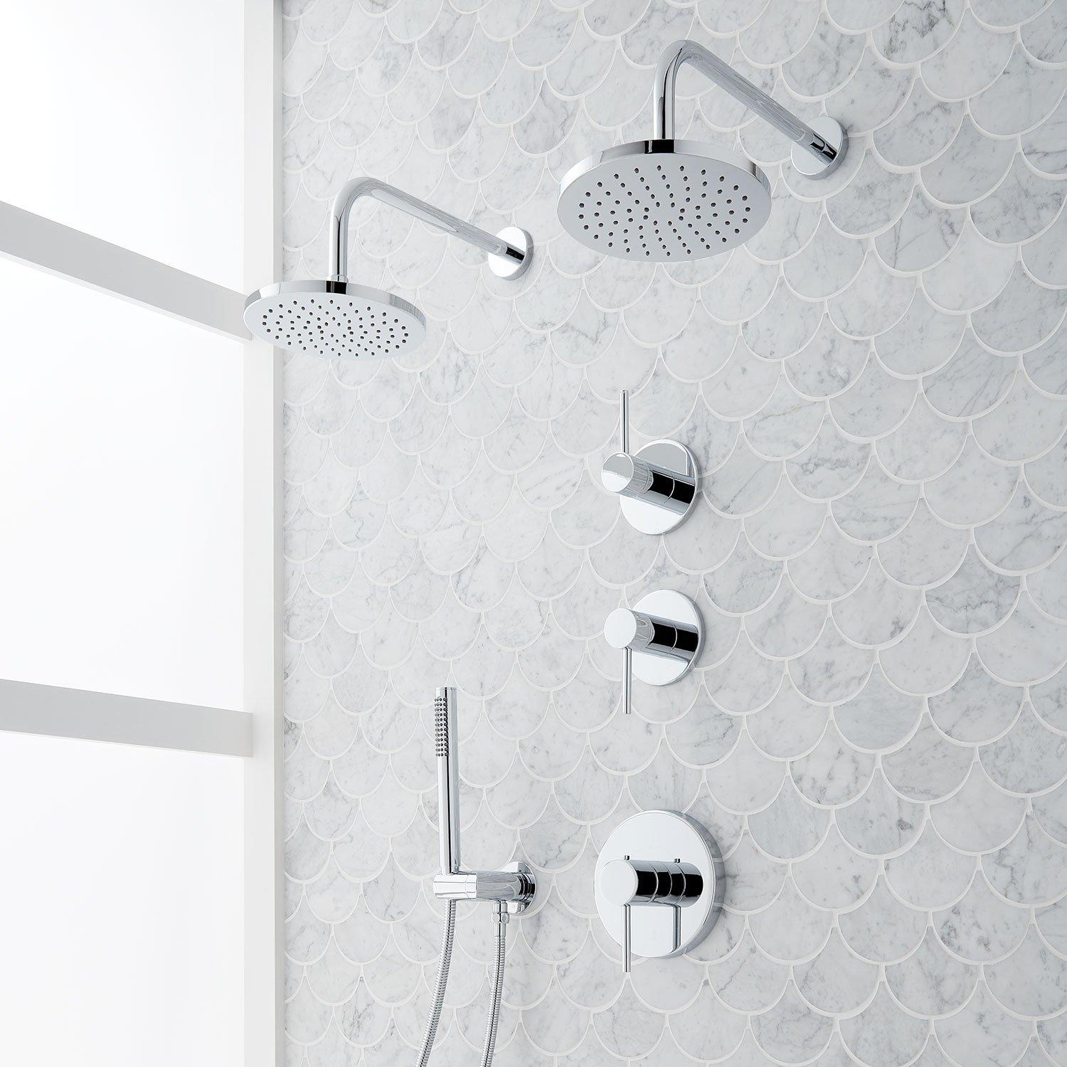 Lexia Thermostatic Shower System with Dual Showerheads and Hand Shower ...