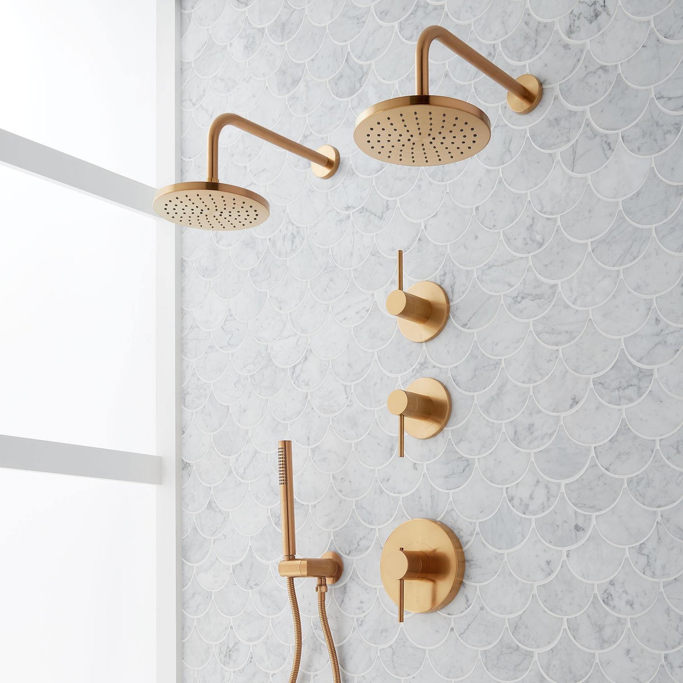 Lexia Thermostatic Shower System with Dual Showerheads and Hand Shower ...