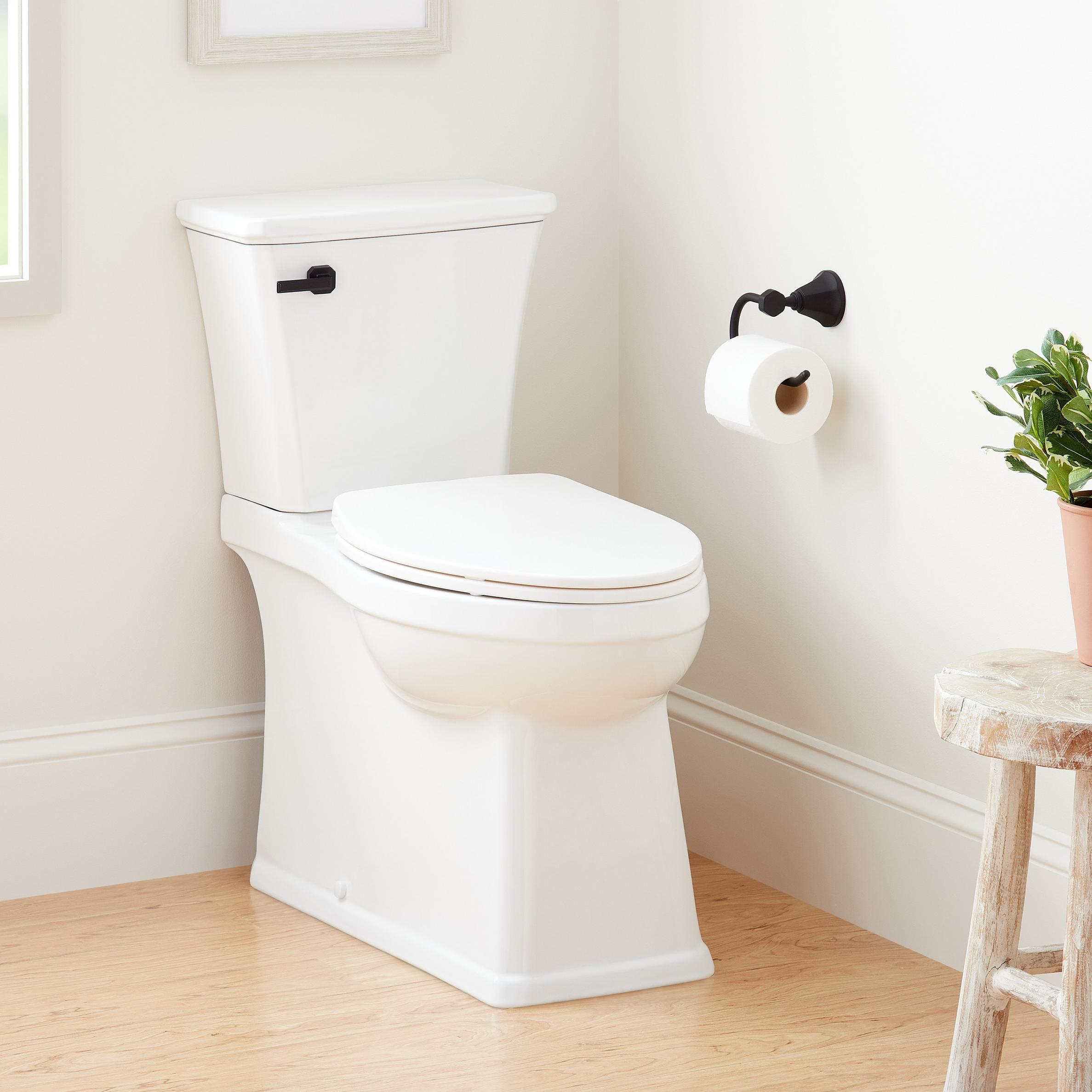 Benbrook Two-Piece Skirted Elongated Toilet - Matte Black Tank Handle ...
