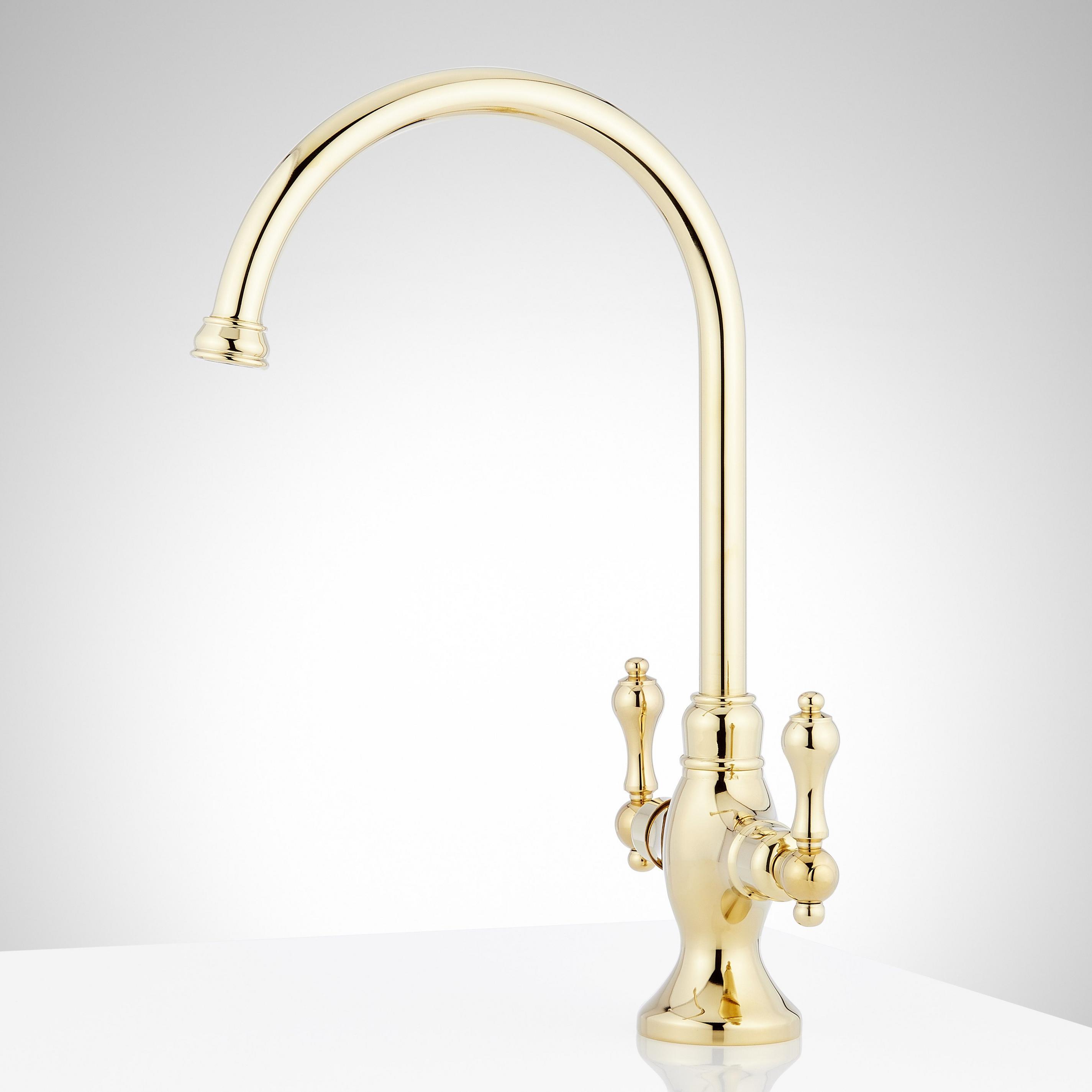 Isabel Single-Hole Gooseneck Bar Faucet - Polished Brass | Signature Hardware
