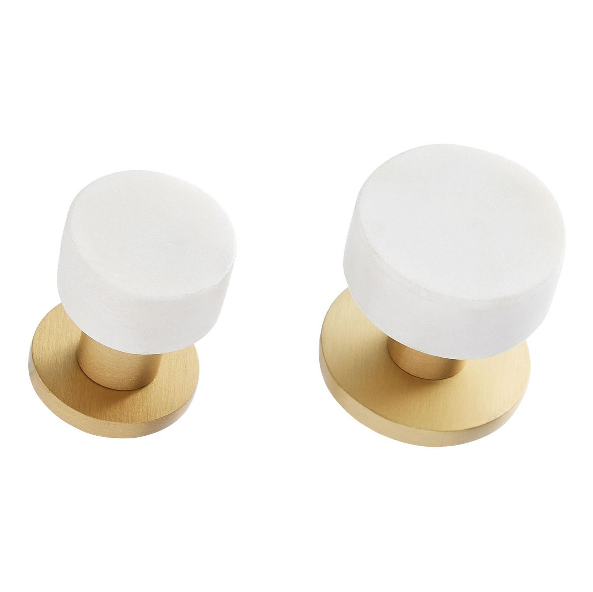 Jarek Circle Cabinet Knob - White Marble/Satin Brass | Signature Hardware