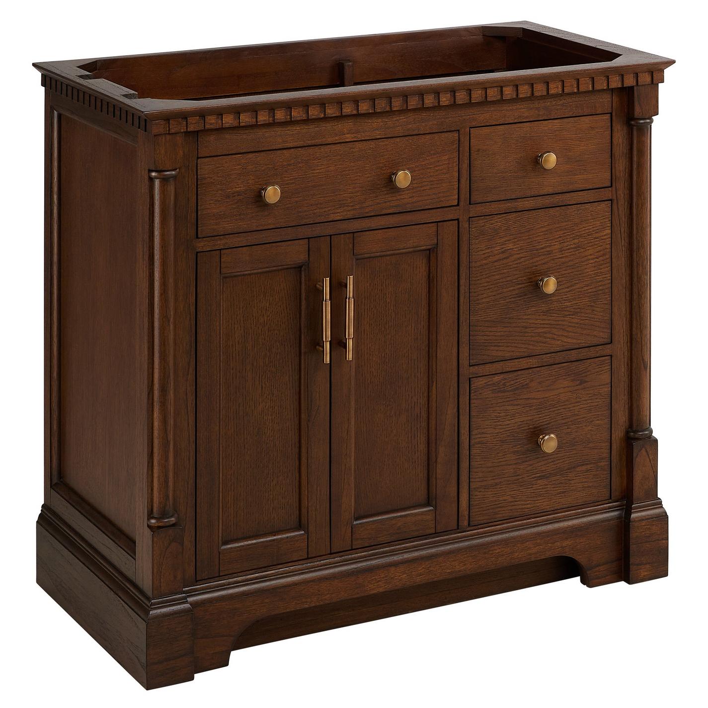 36" Claudia Vanity - Antique Coffee with Left Offset Rect Undermount ...