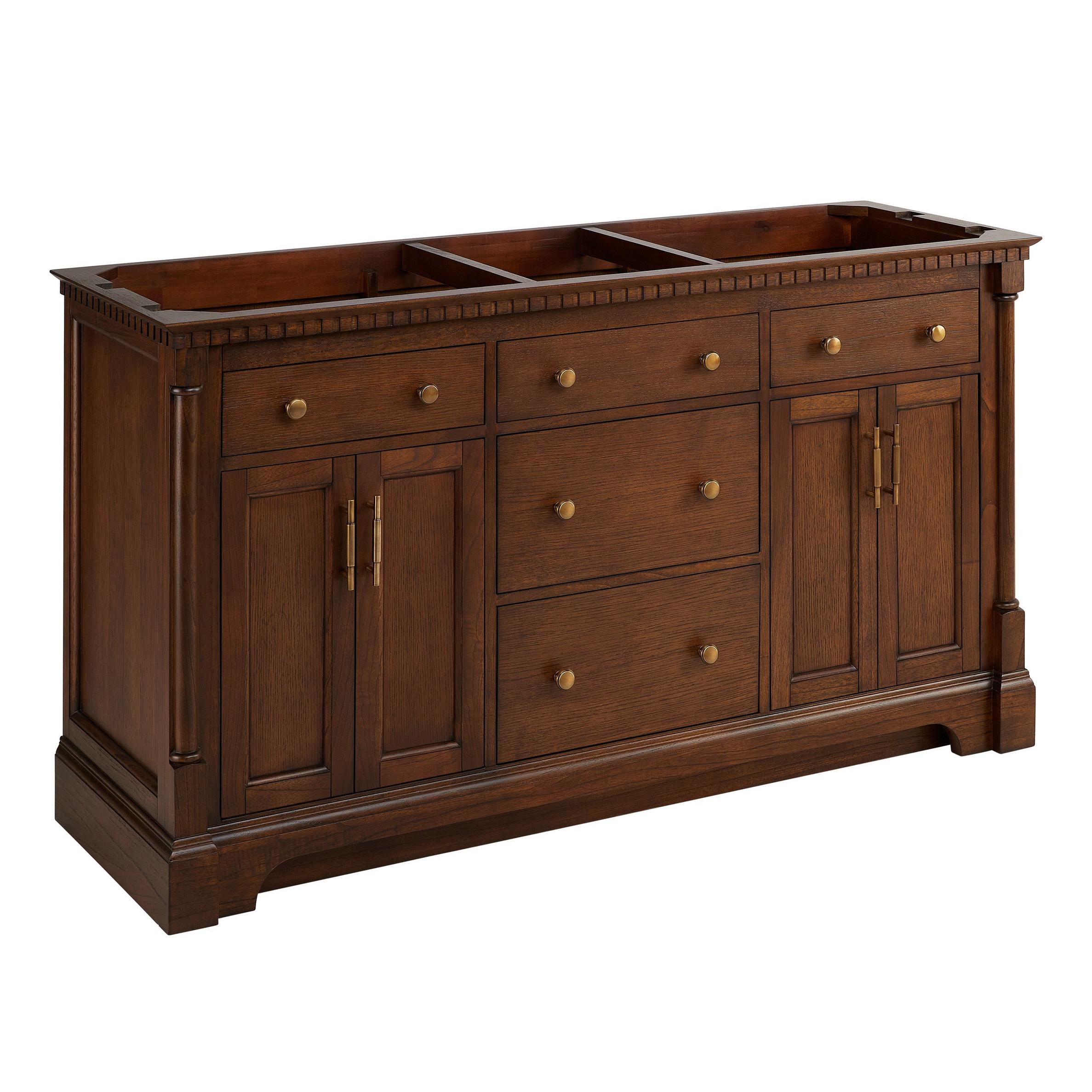 60" Claudia Dbl Vanity - Antique Coffee with Rect Undermount Sinks ...
