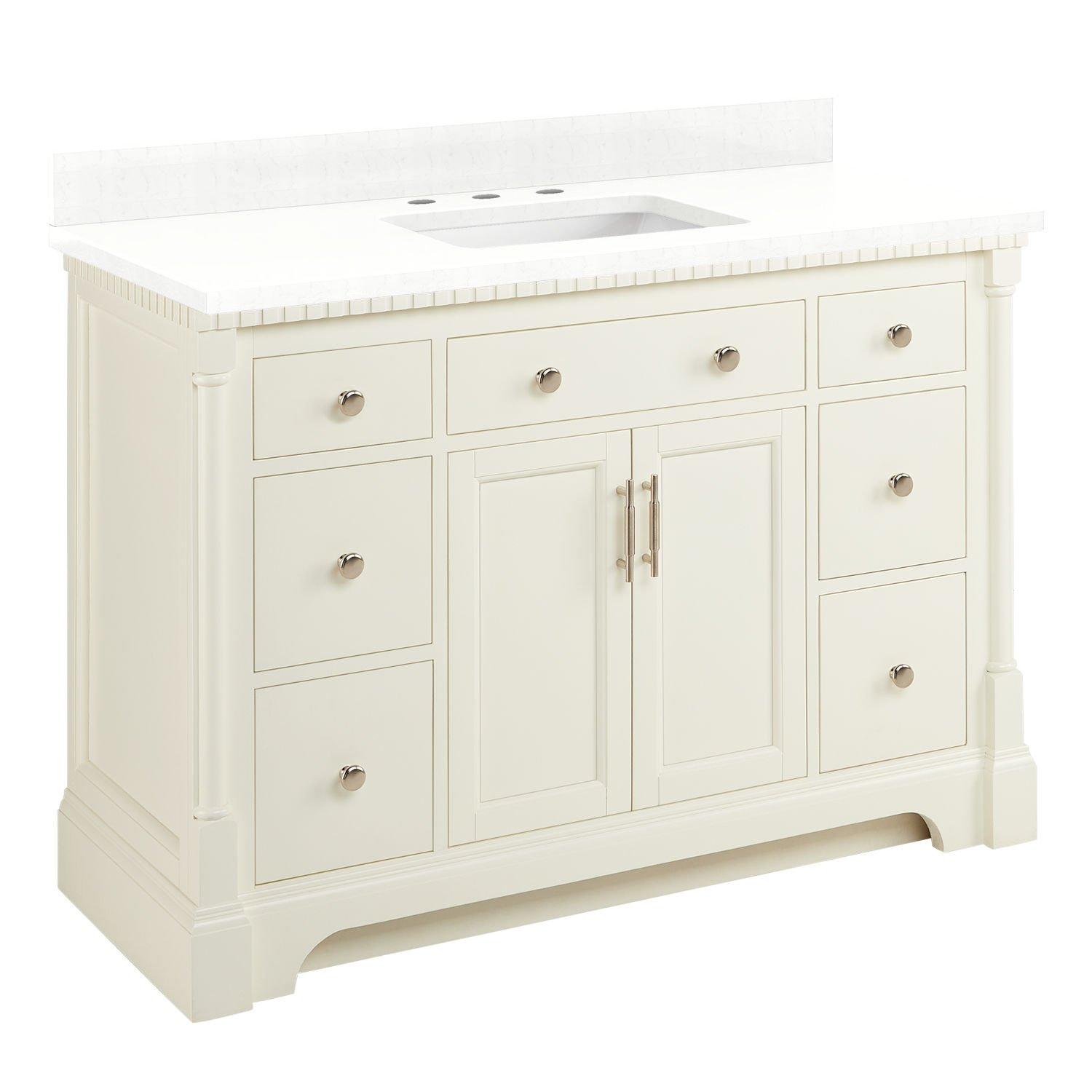 48" Claudia Vanity - Antique White Rectangular Undermount Sink ...