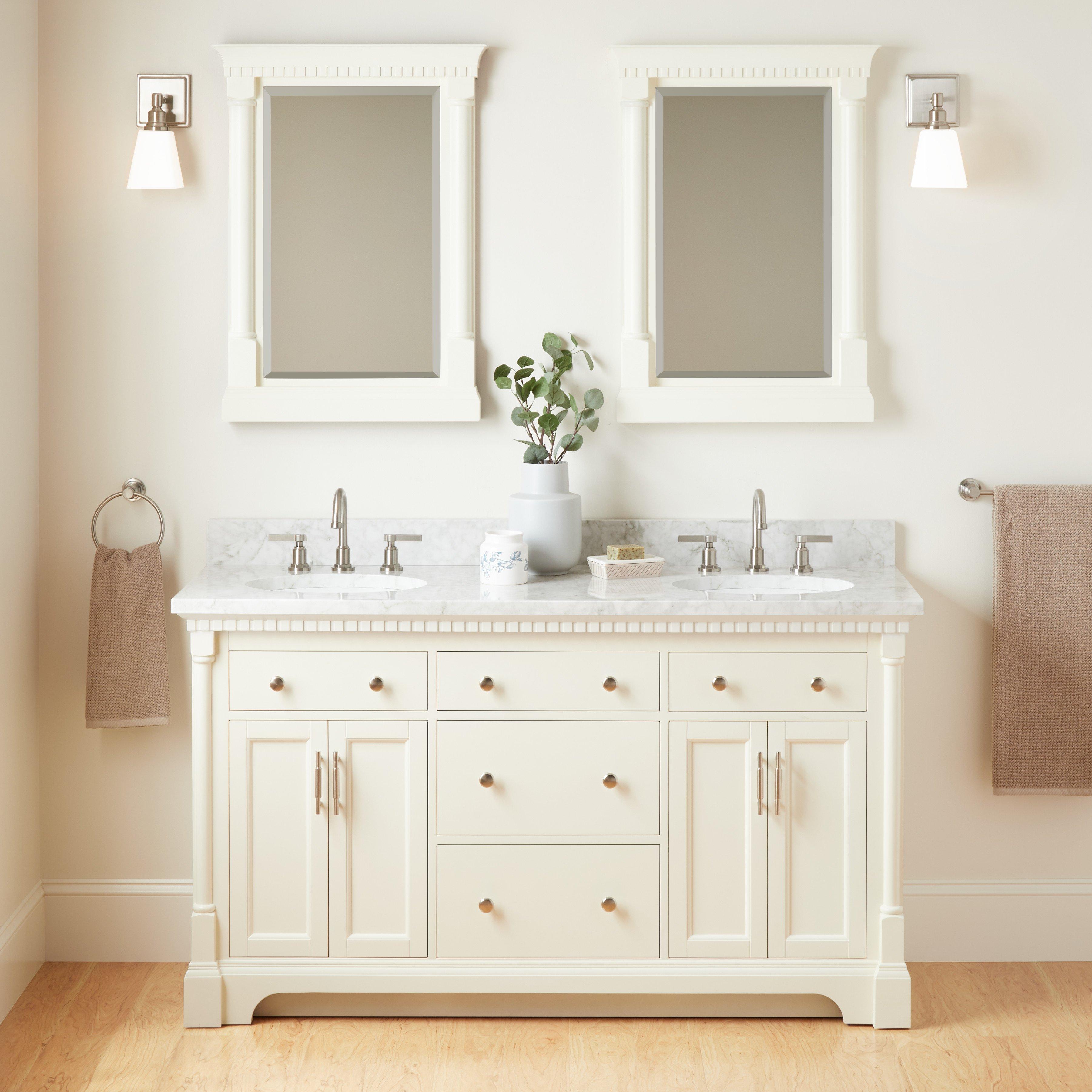 60" Claudia Double Vanity With Undermount Sinks - Antique White ...