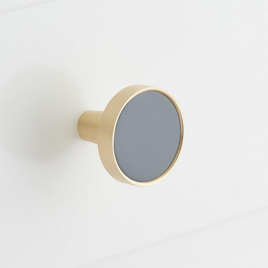 Jarek Circle Cabinet Knob - White Marble/Satin Brass | Signature Hardware