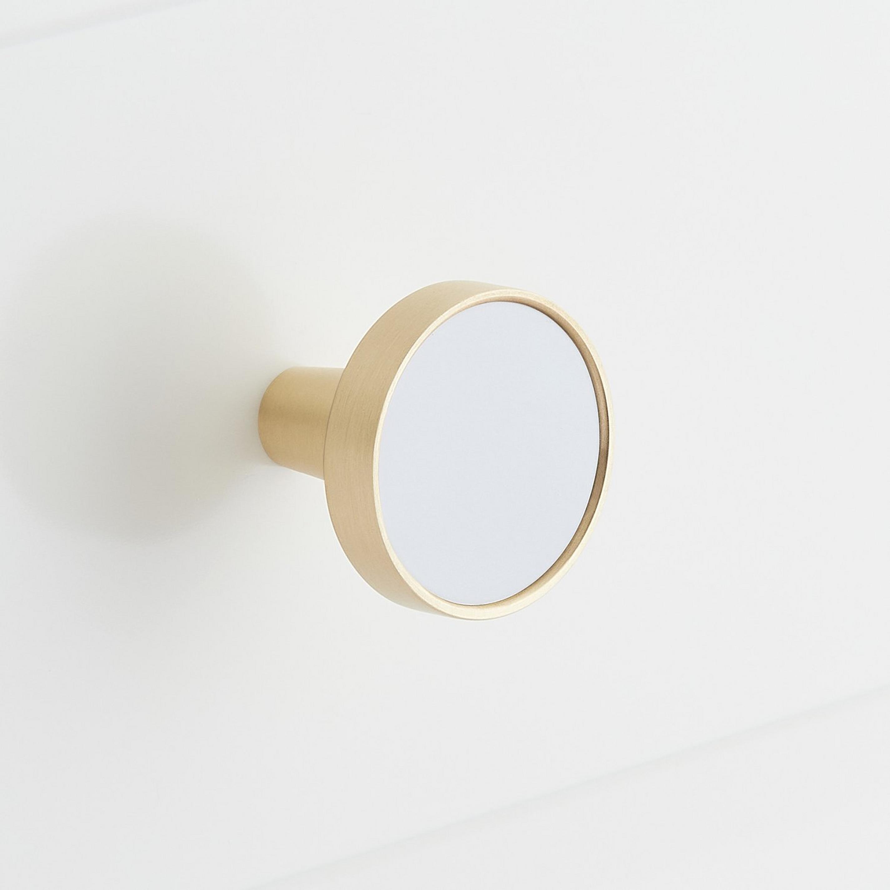 Simbury Enamel & Brass Circle Knob - Matte White/Satin Brass ...