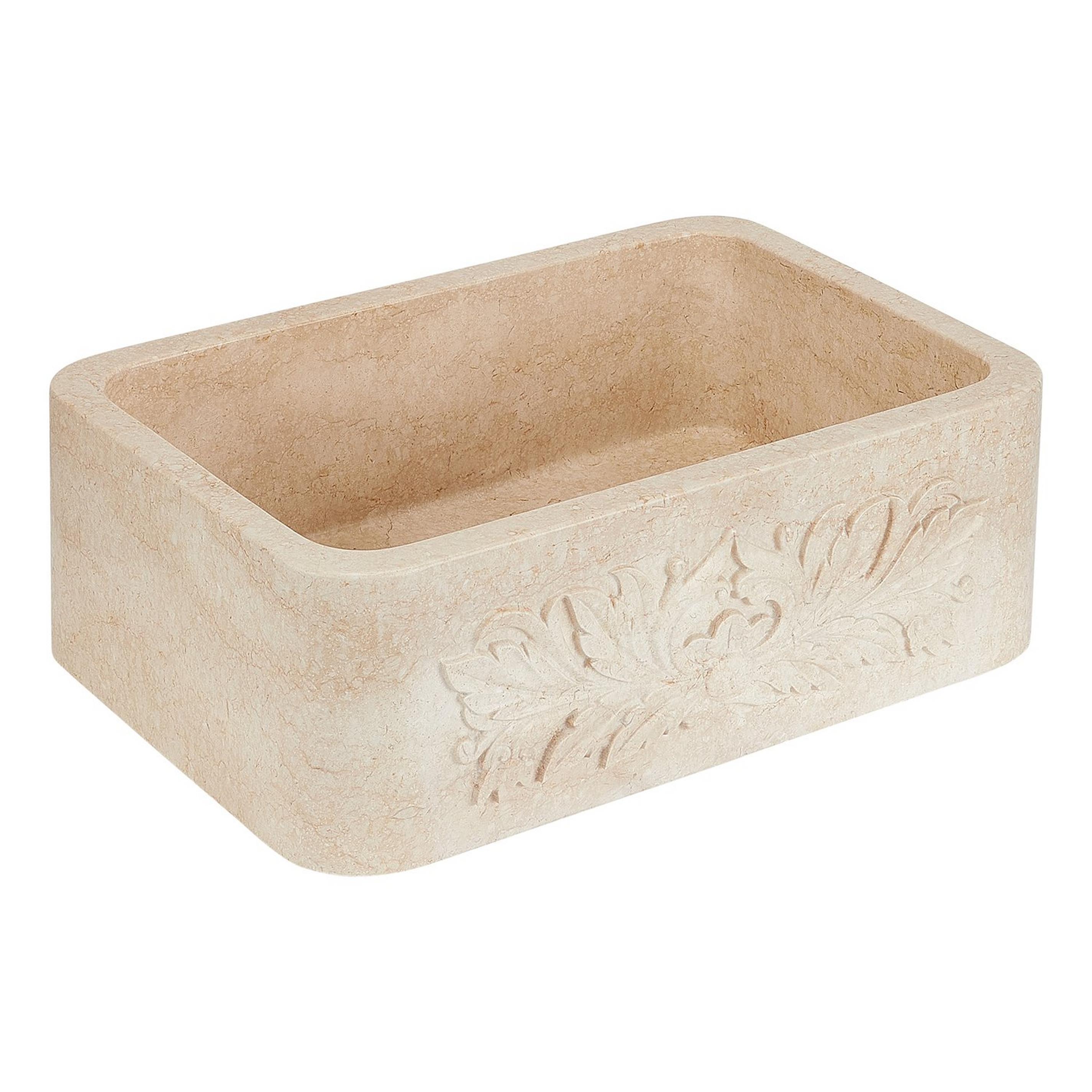 33" Silbury Ivy Marble Farmhouse Sink - Egyptian Cream | Signature Hardware