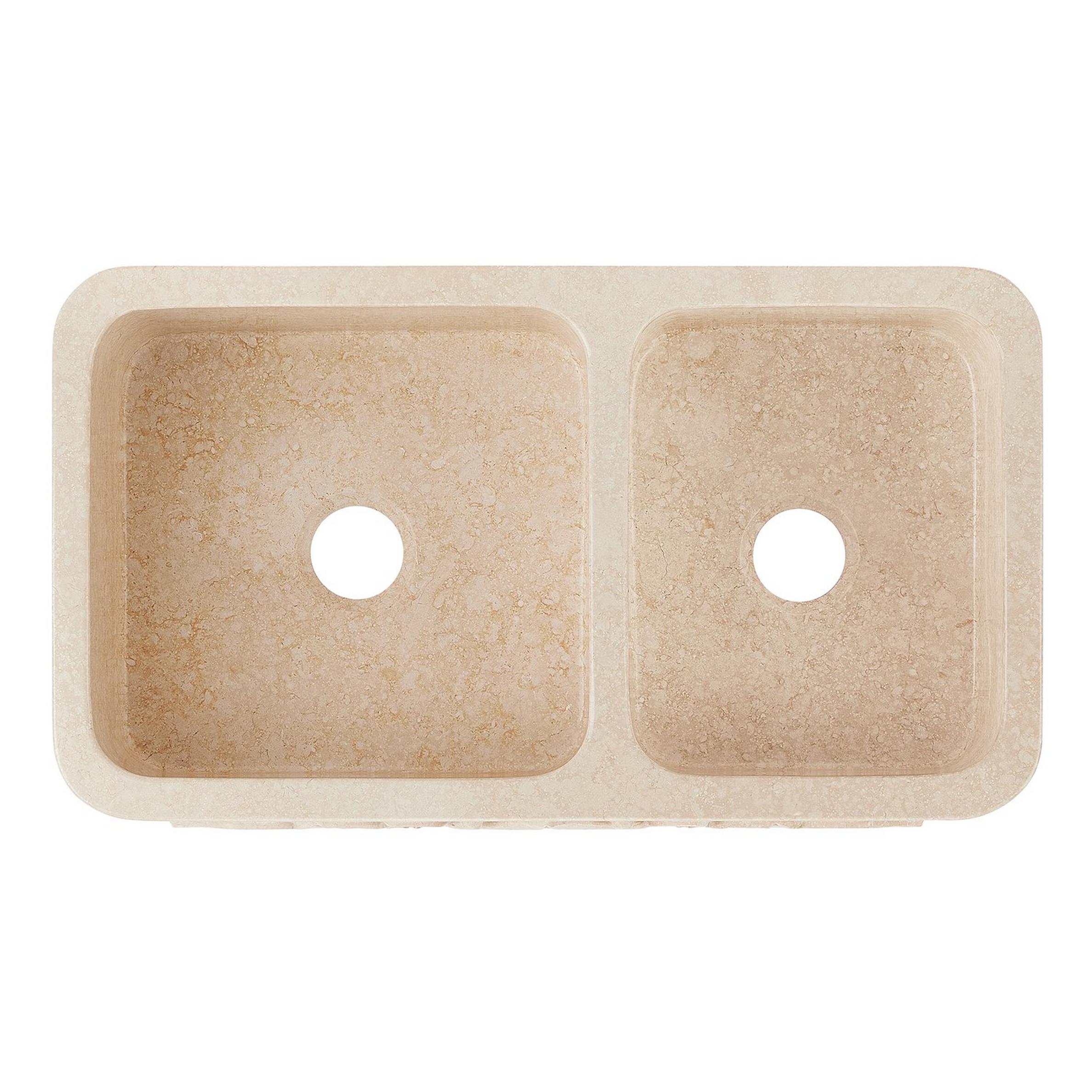 36" Silbury Ivy 60/40 Offset Double Bowl Marble Farmhouse Sink ...