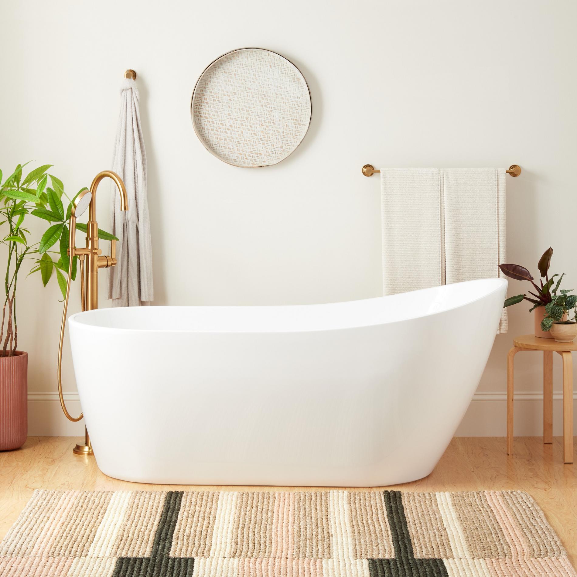 66" Sheba Acrylic Slipper Air Tub with Foam | Signature Hardware