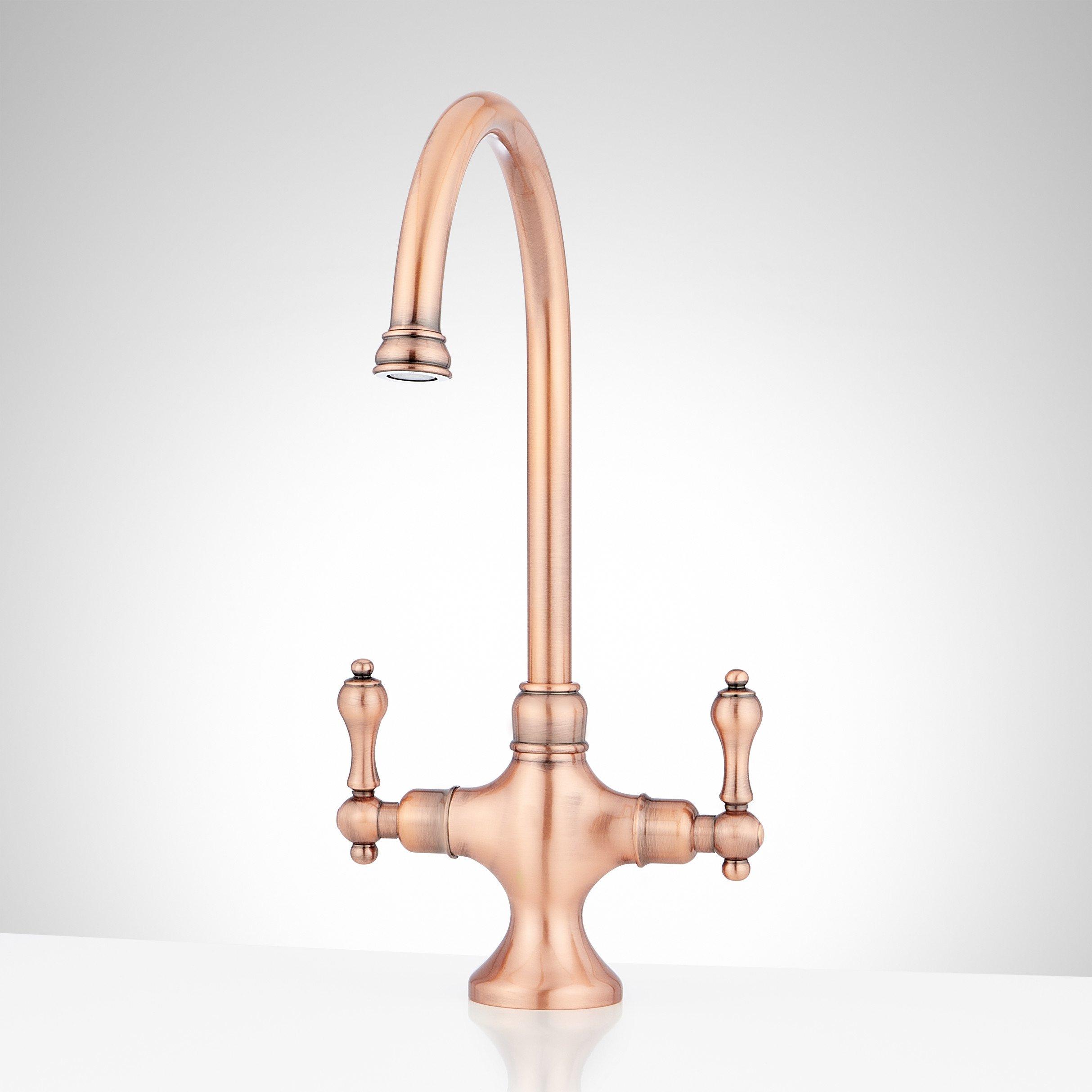 Isabel Single-Hole Gooseneck Bar Faucet - Satin Copper | Signature Hardware