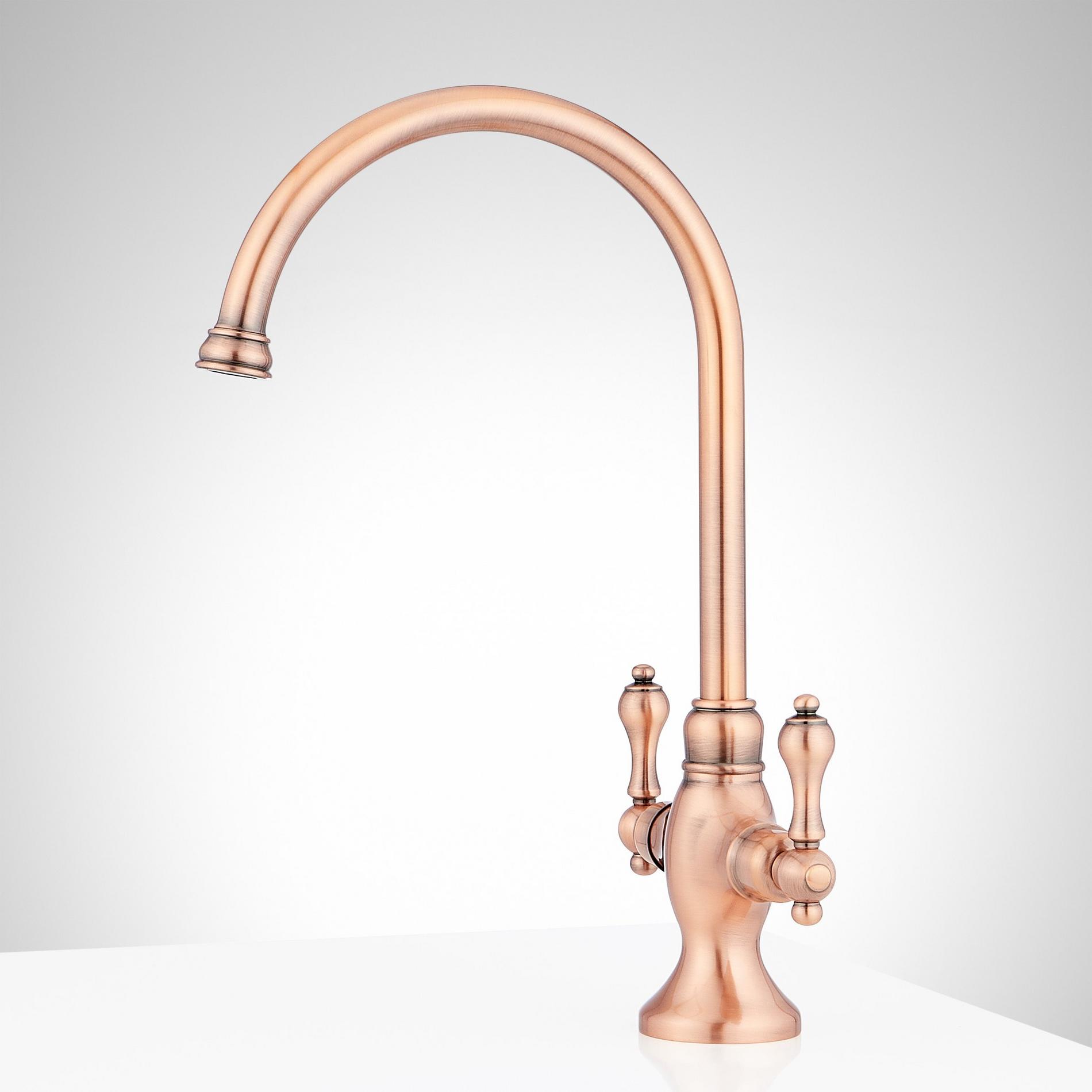 Isabel Single-Hole Gooseneck Bar Faucet - Satin Copper | Signature Hardware