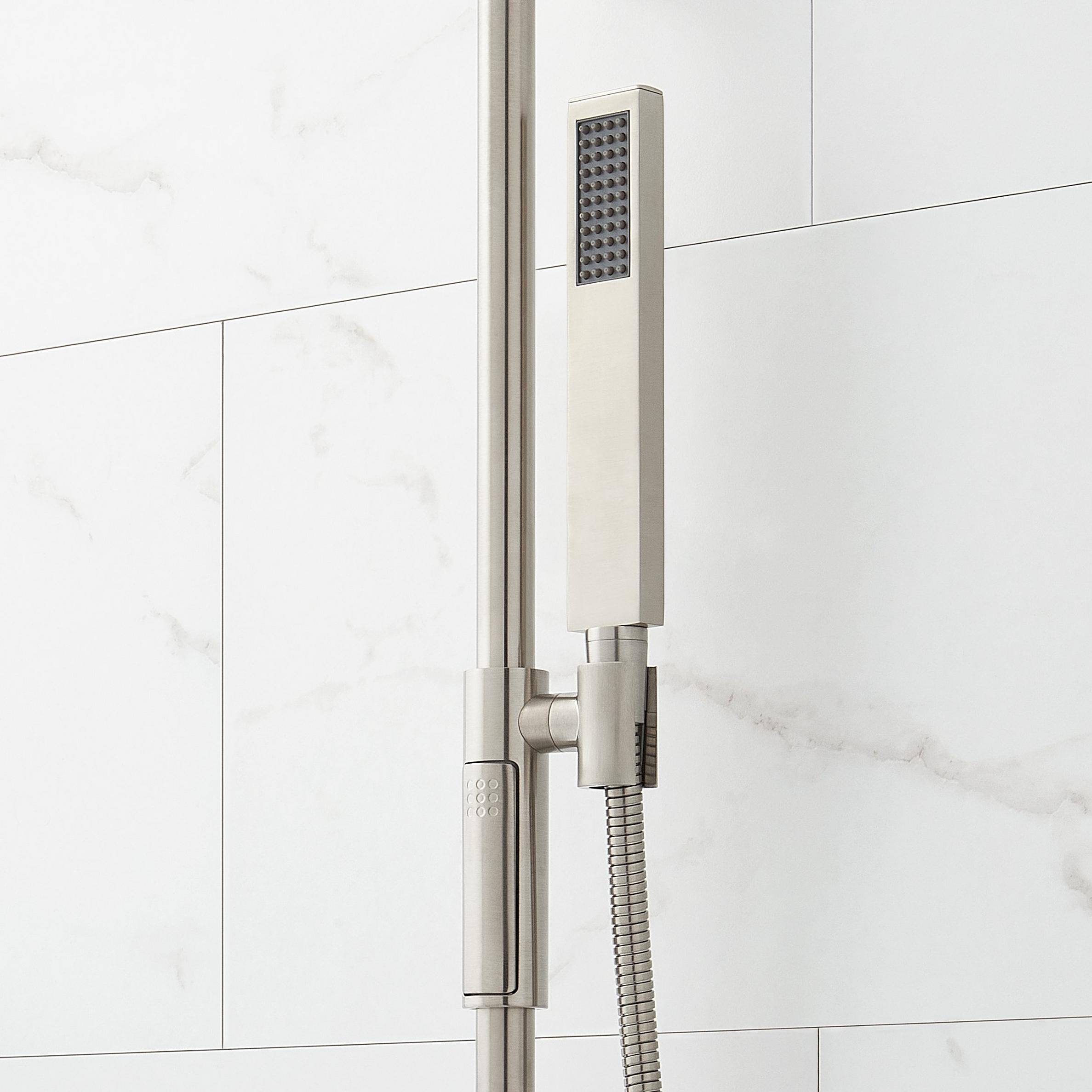 Hibiscus Thermostatic Shower System with Dual Showerheads, Slide Bar ...