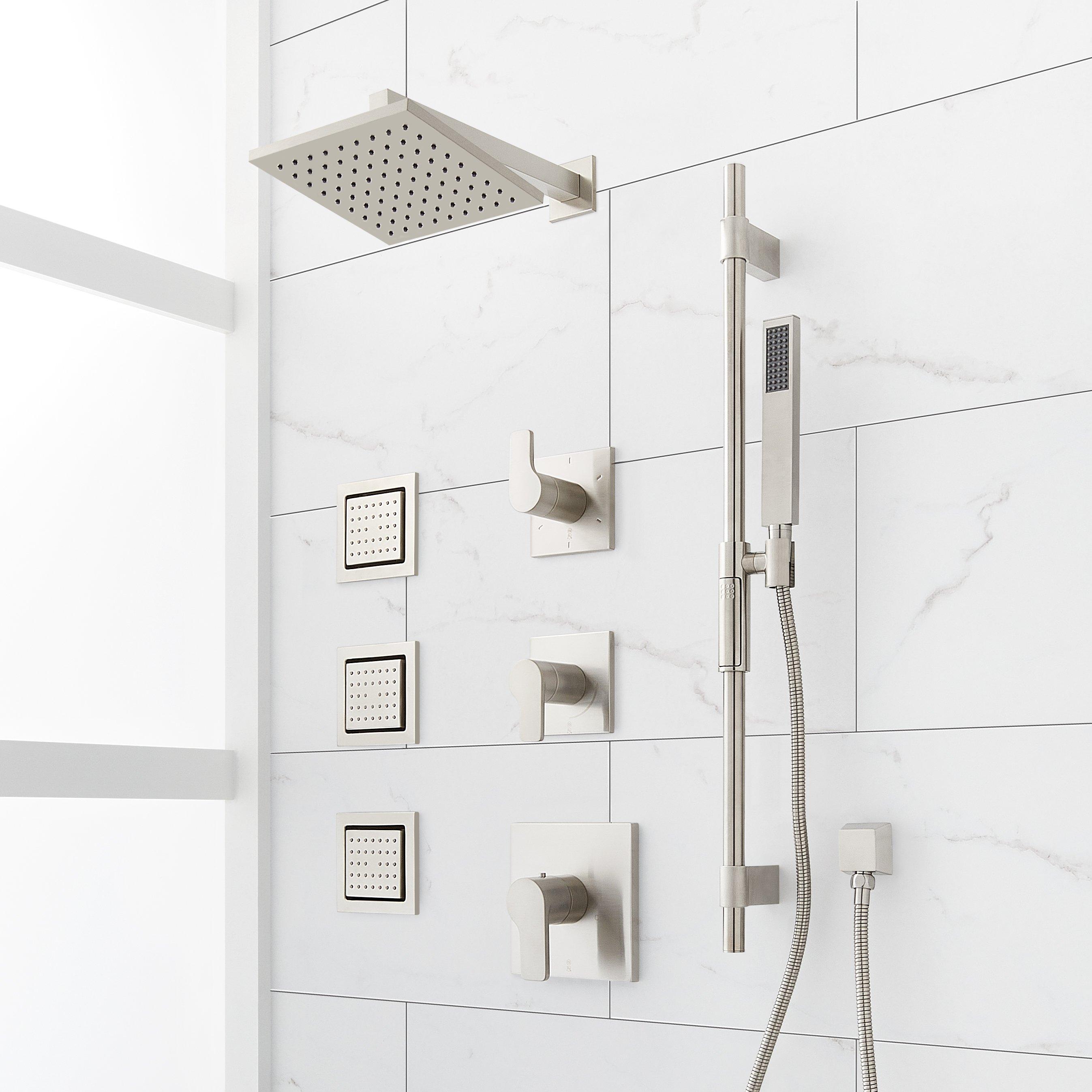 Hibiscus Thermostatic Shower System with 3 Body Sprays, Slide Bar and ...