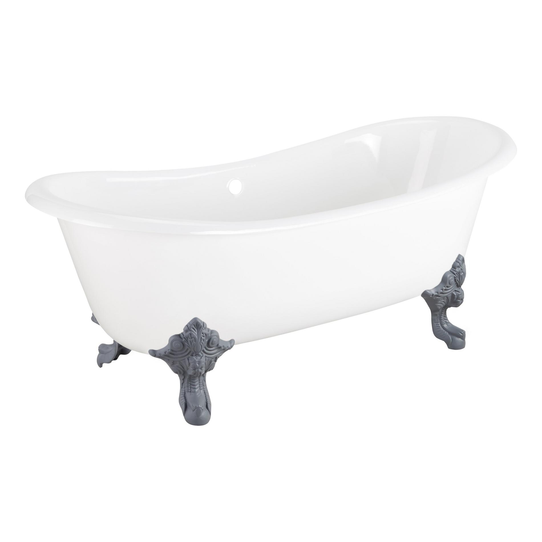 67" Lena Cast Iron Clawfoot Tub - Continuous Rolled Rim - Monarch Feet ...