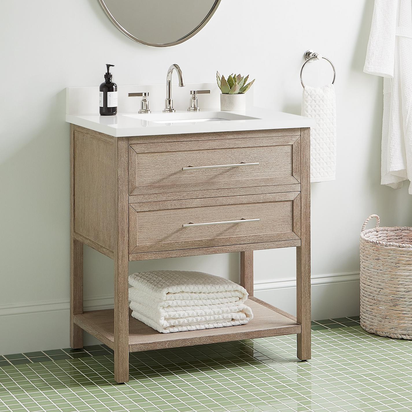 30" Robertson Console Vanity with Rectangular Undermount Sink - Brushed ...