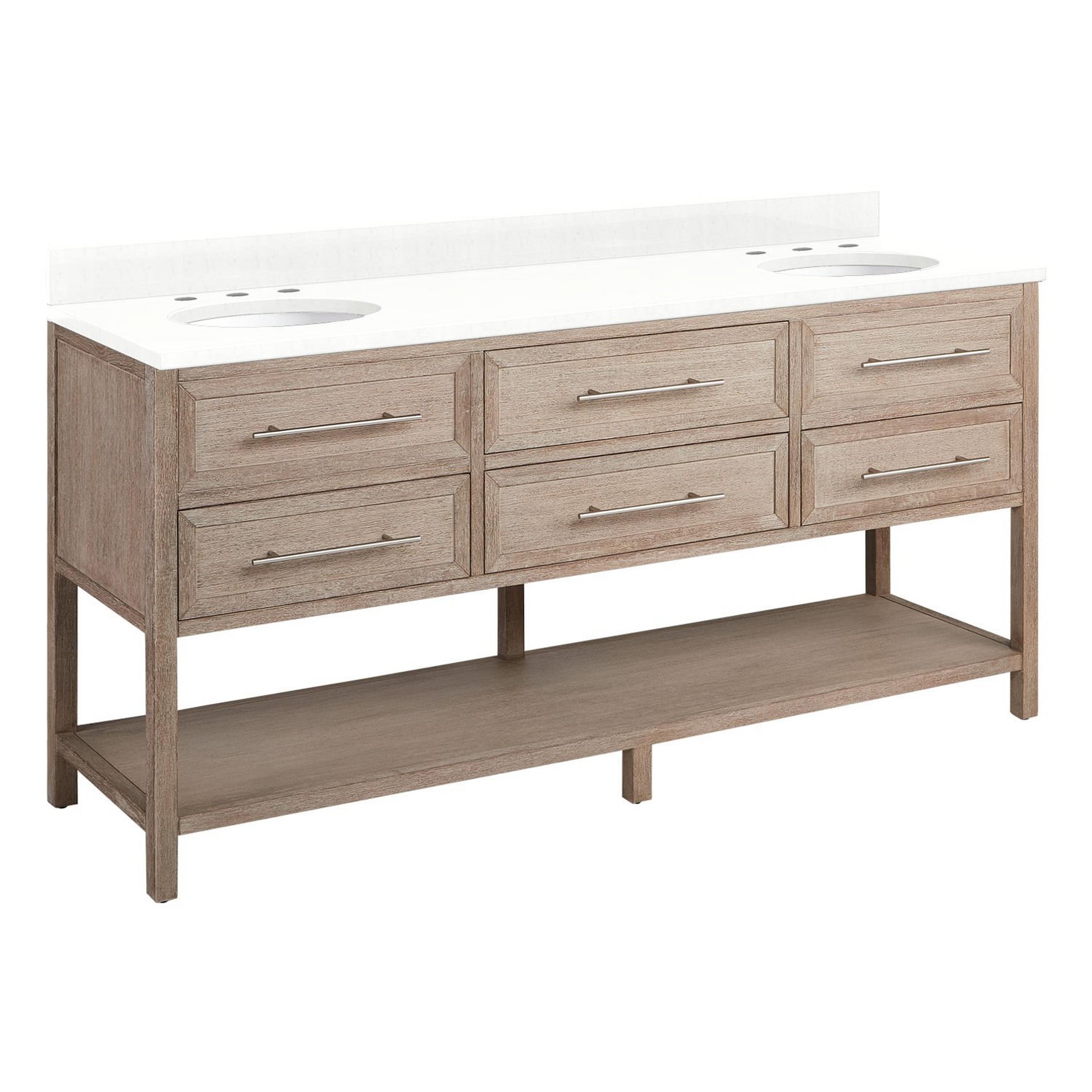 72" Robertson Vanity with Undermount Sinks - Brushed White - Feathered ...