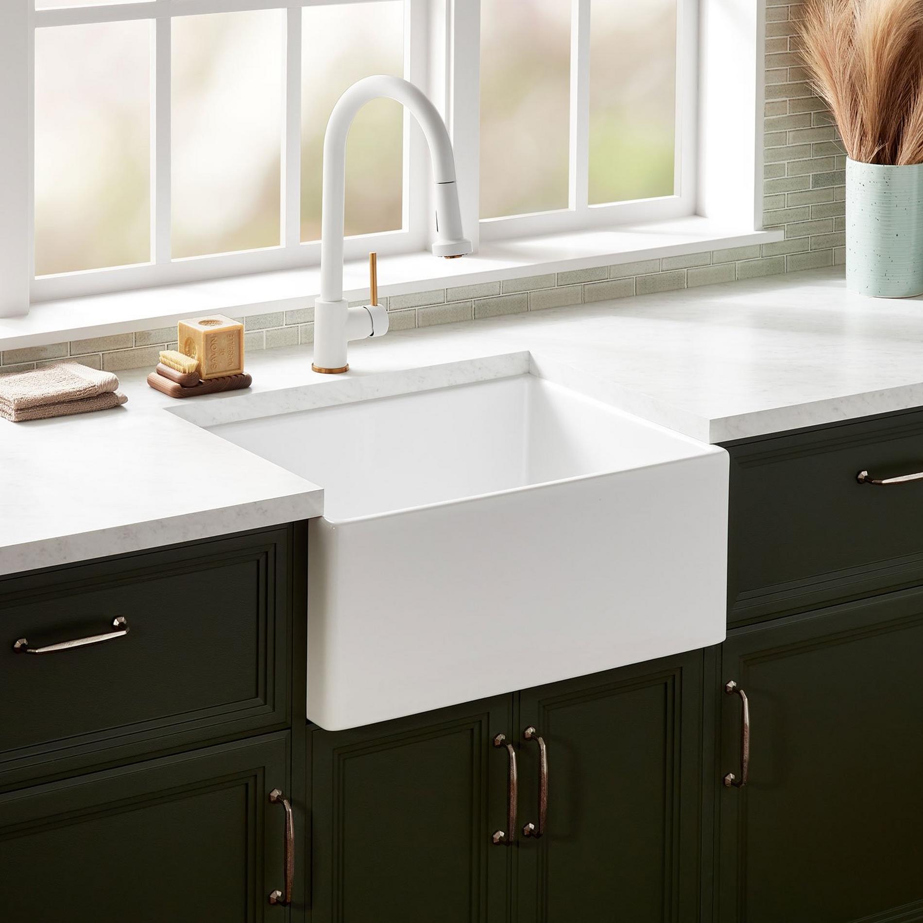 27" Rowena Fireclay Farmhouse Sink - White | Signature Hardware