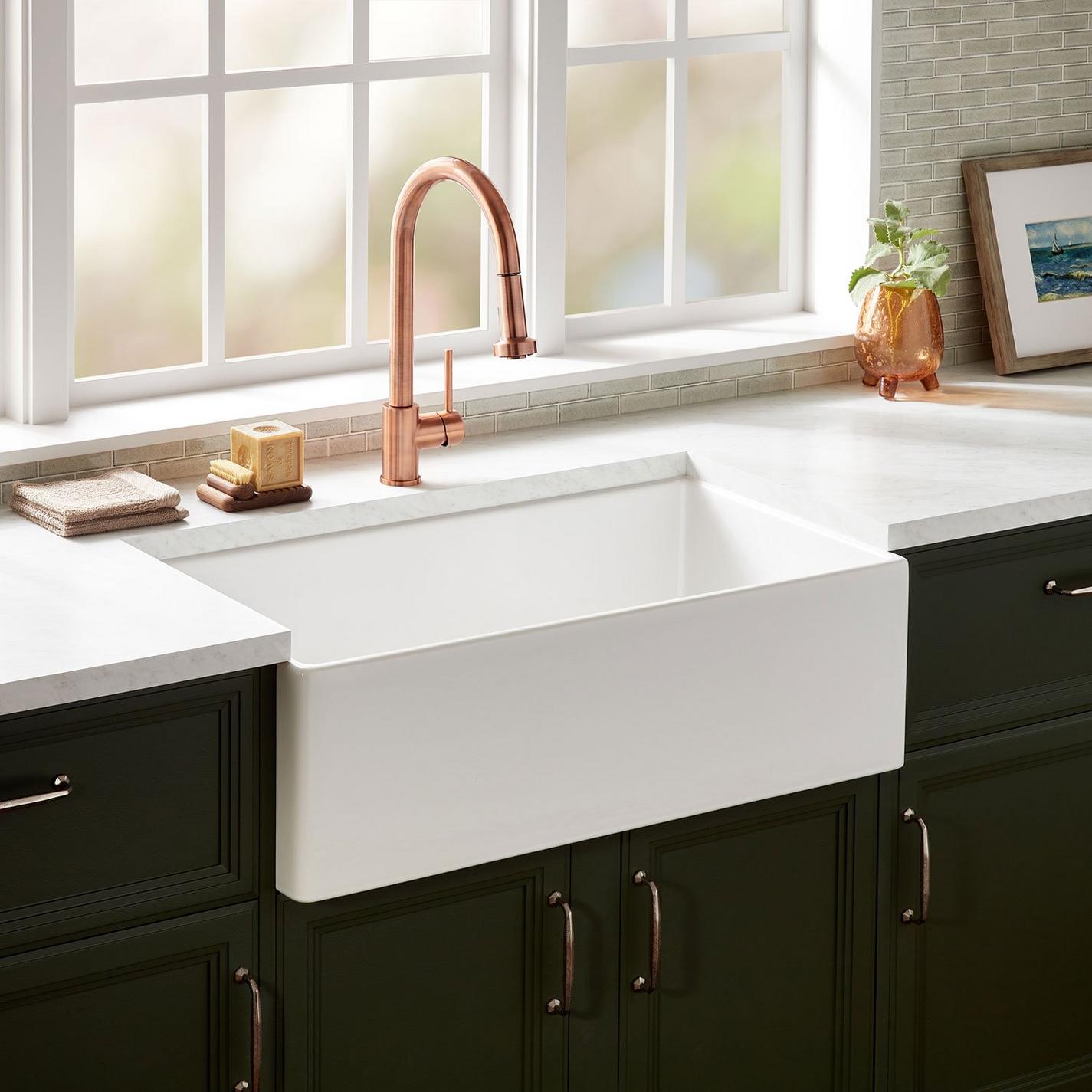 33" Rowena Fireclay Farmhouse Sink - White | Signature Hardware