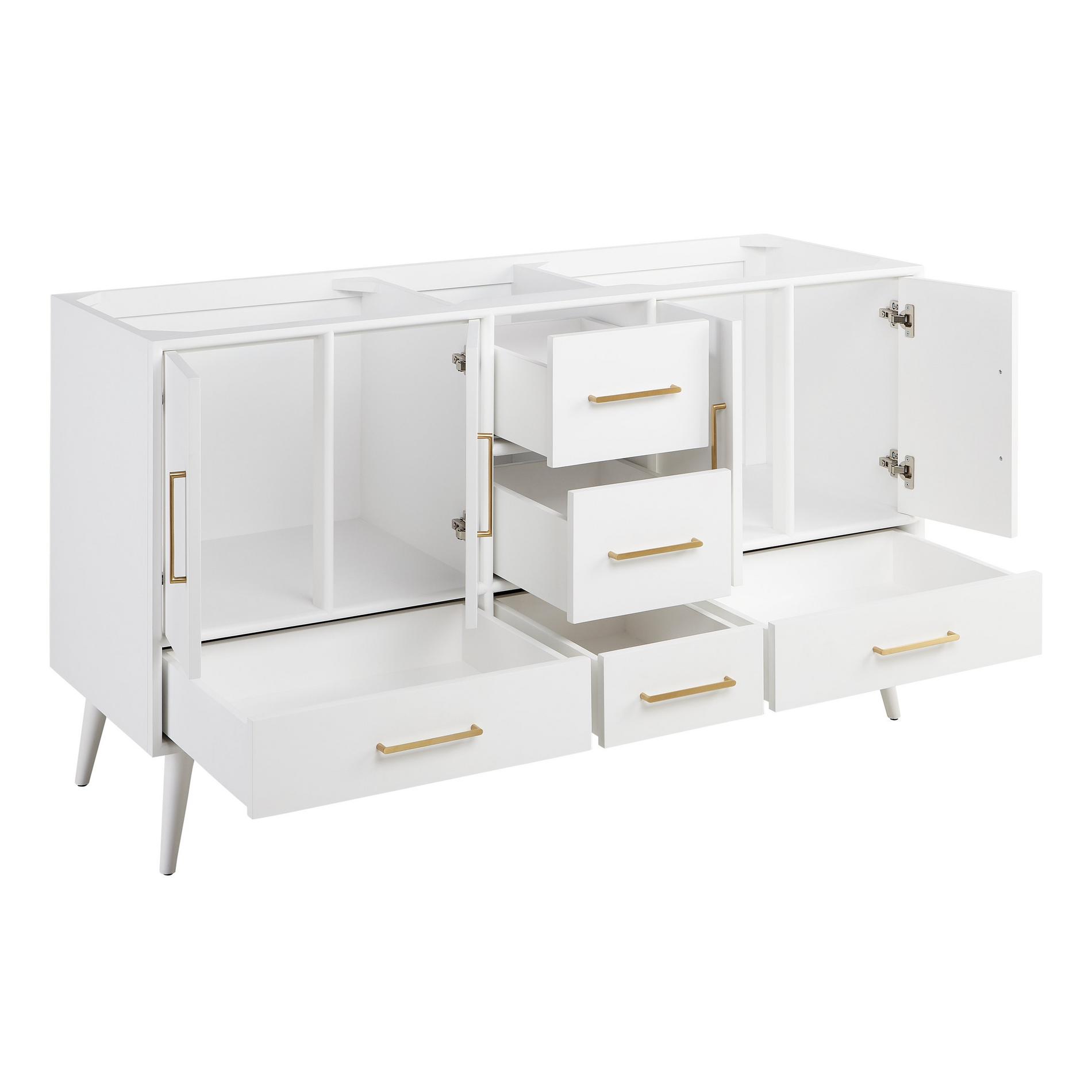 60" Novak Vanity with Rectangular Undermount Sinks - Bright White ...