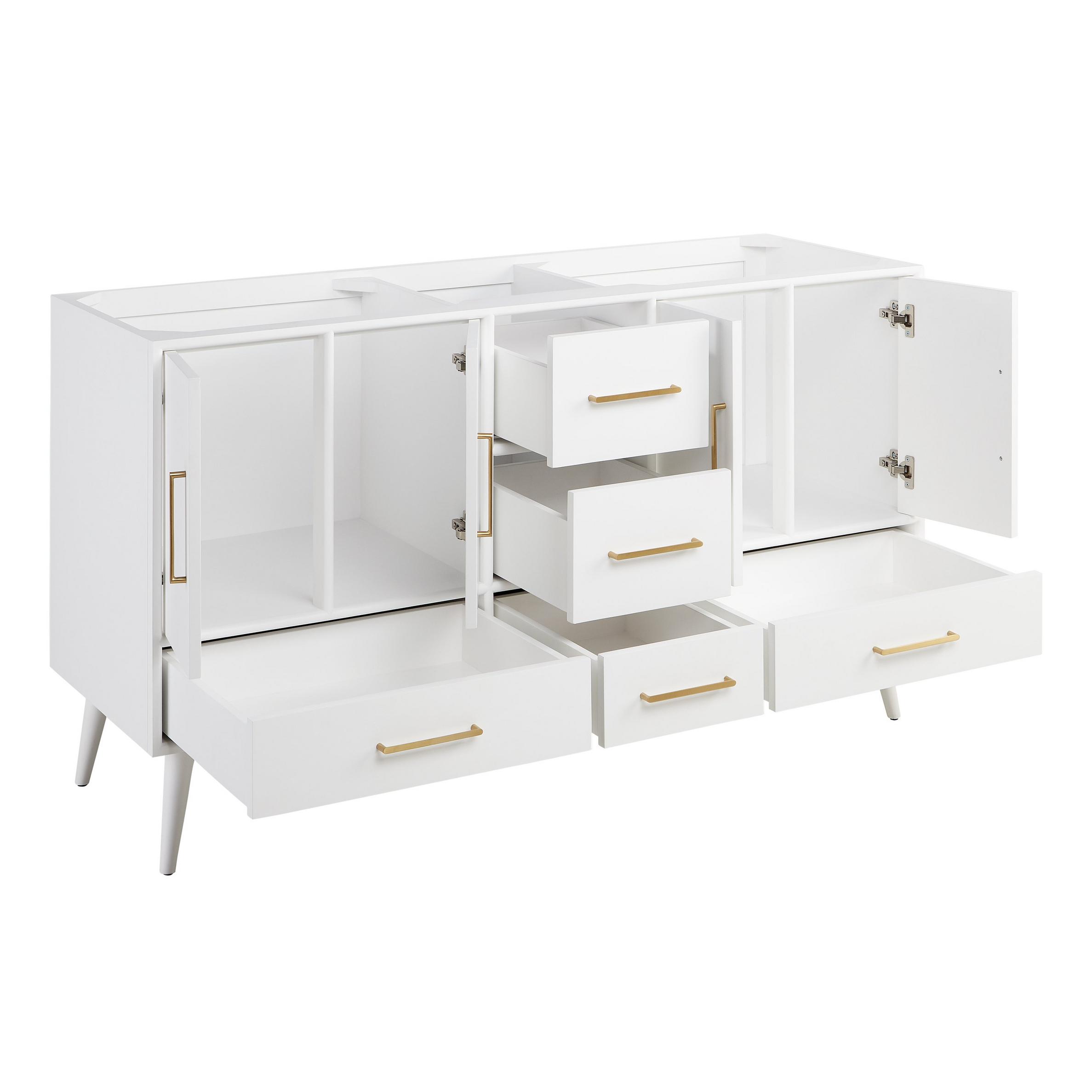 60" Novak Vanity with Rectangular Undermount Sinks - Bright White ...