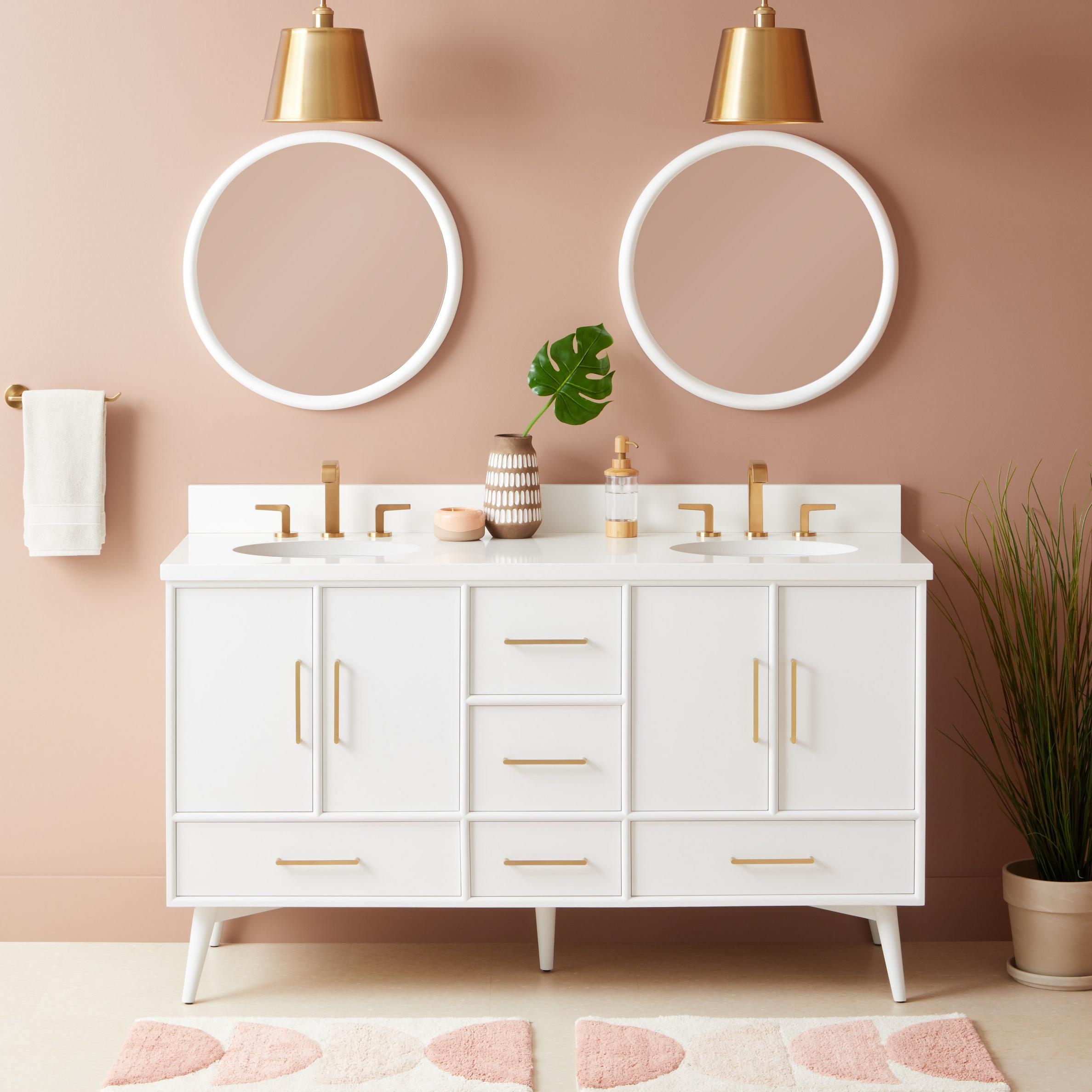 60" Novak Vanity with Undermount Sinks - Bright White | Signature Hardware