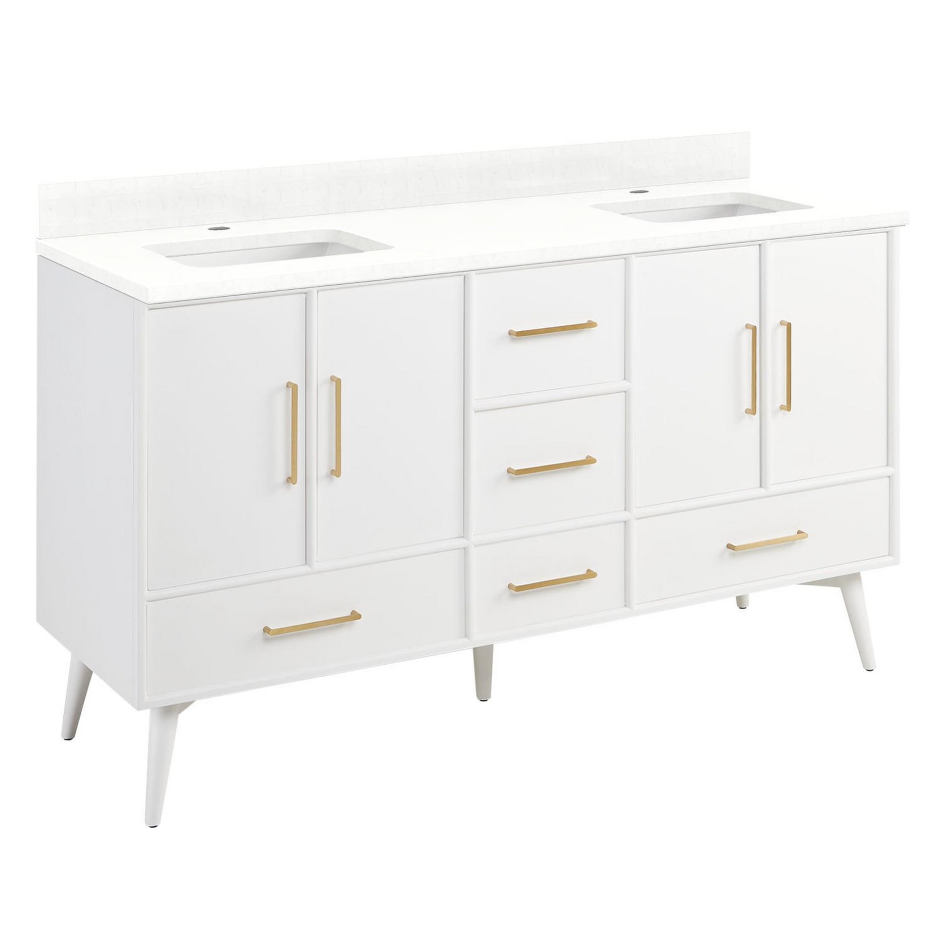60" Novak Vanity with Rectangular Undermount Sinks - Bright White ...