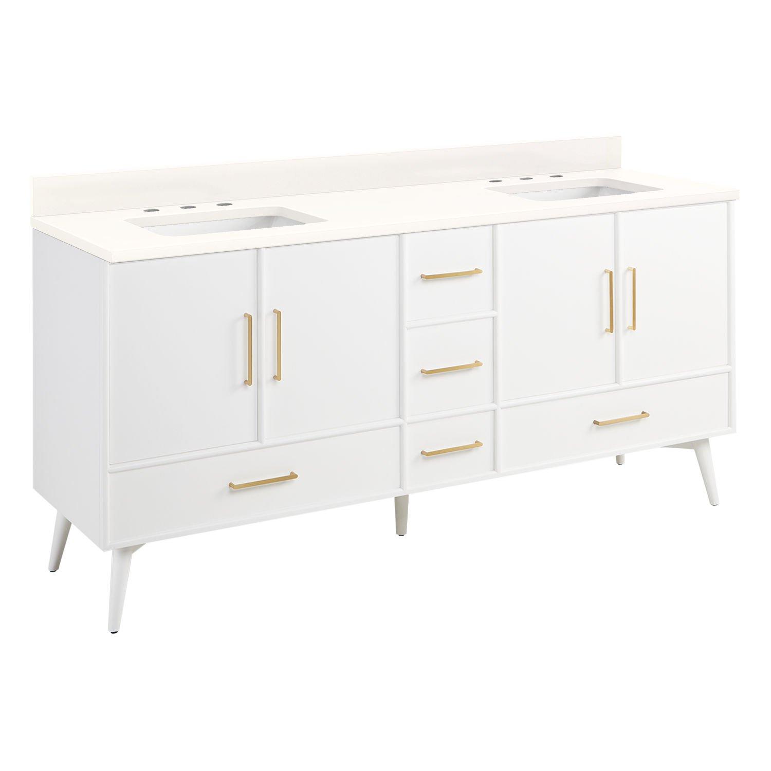 72" Novak Vanity with Rectangular Undermount Sinks - Bright White ...