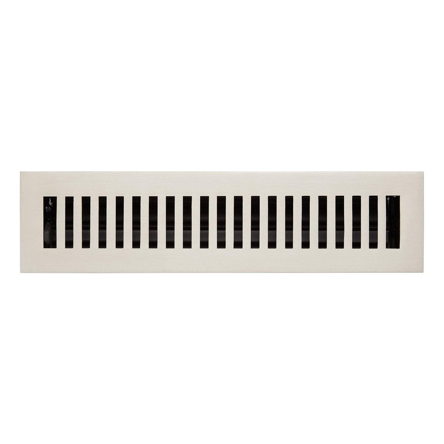 Modern Solid Brass Floor/Wall Register - Brushed Nickel - 2-1/4" X 12 ...