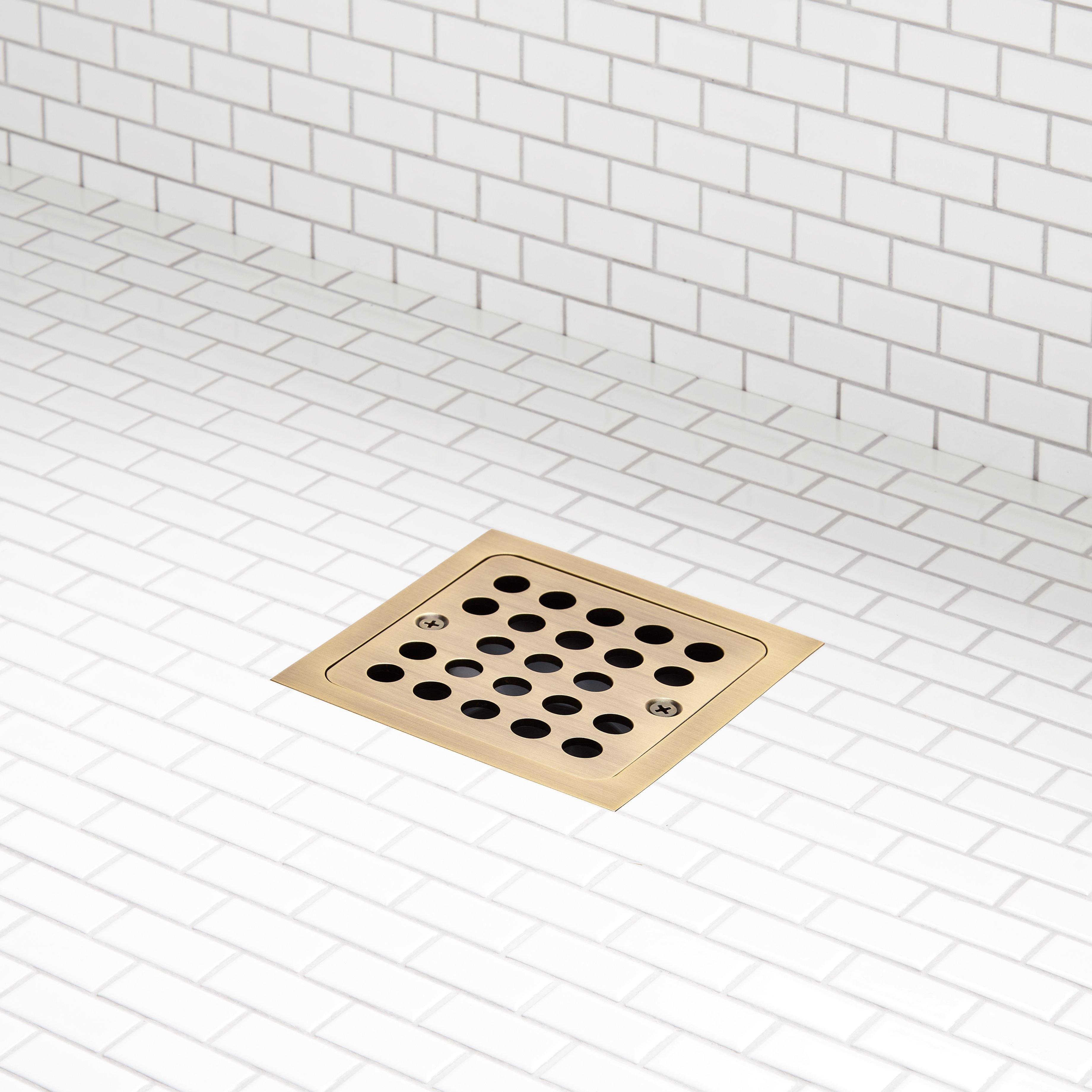 FundamentALL 4-1/2" Square Shower Drain - Aged Brass | Signature Hardware