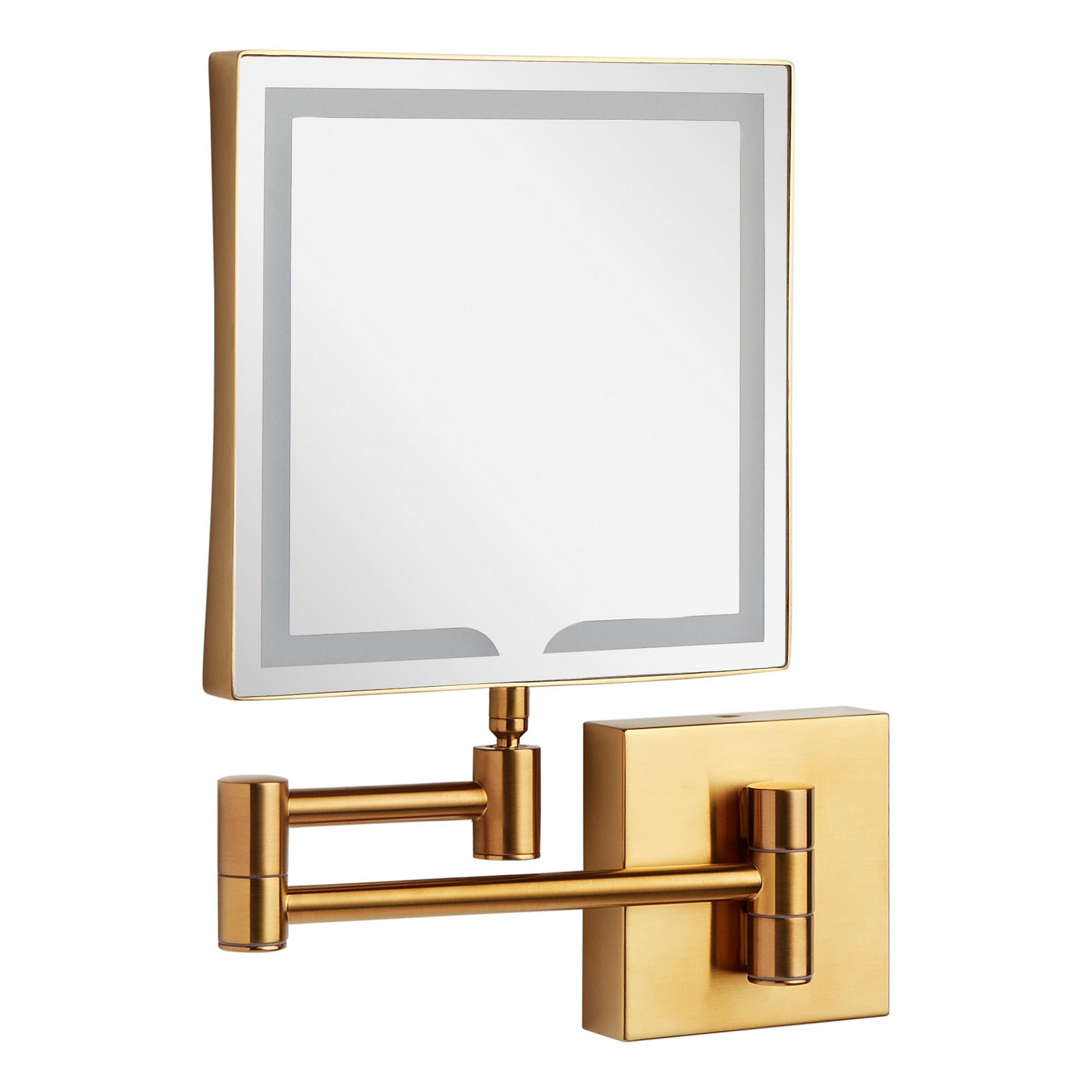 Norabel Magnifying Double-Sided Wall-Mount Lighted Makeup Mirror - Brushed Gold | Signature Hardware