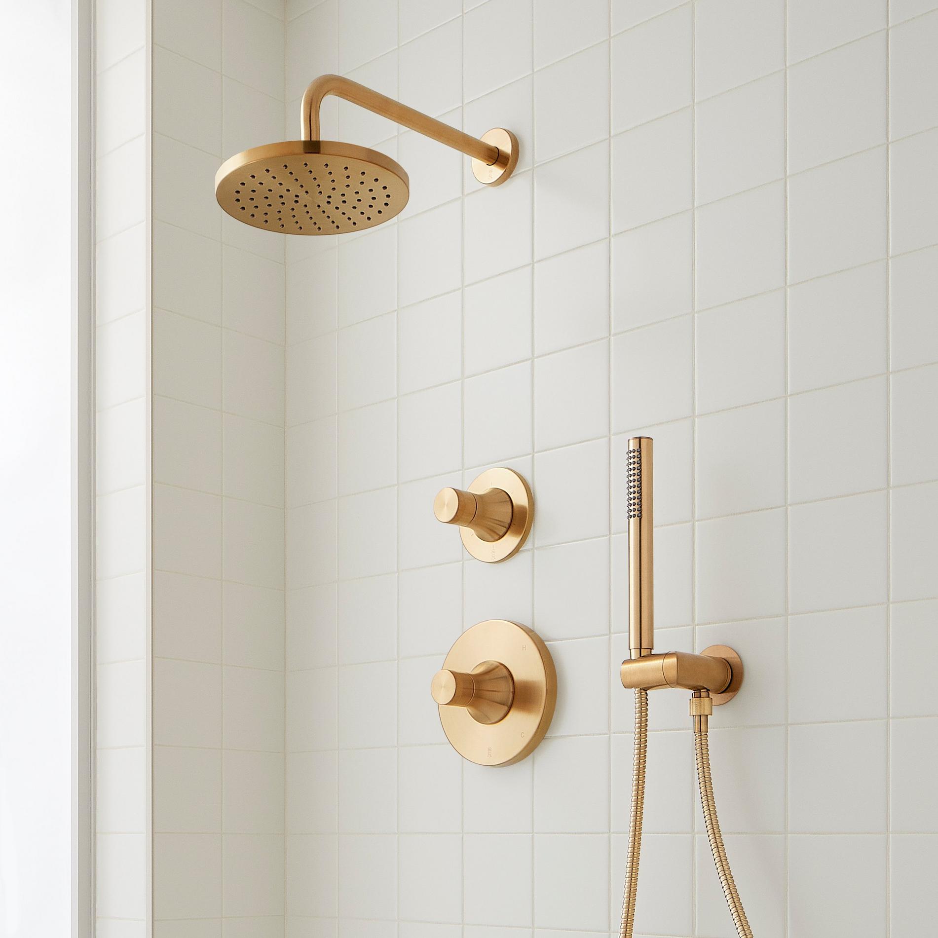 Lentz Pressure Balance Shower System with Hand Shower - Knob Handle ...