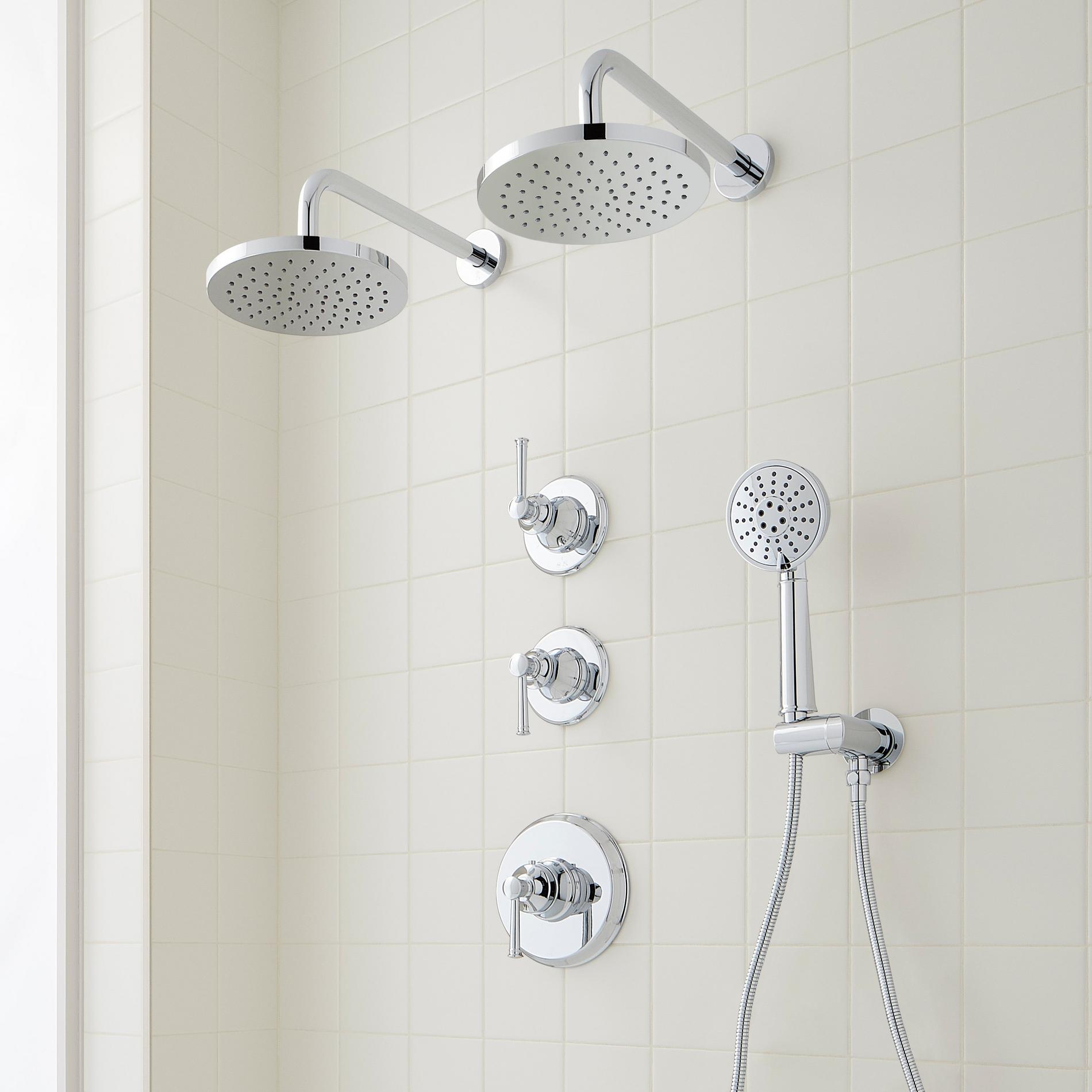 Beasley Thermostatic Shower System with Dual Showerheads and Hand ...