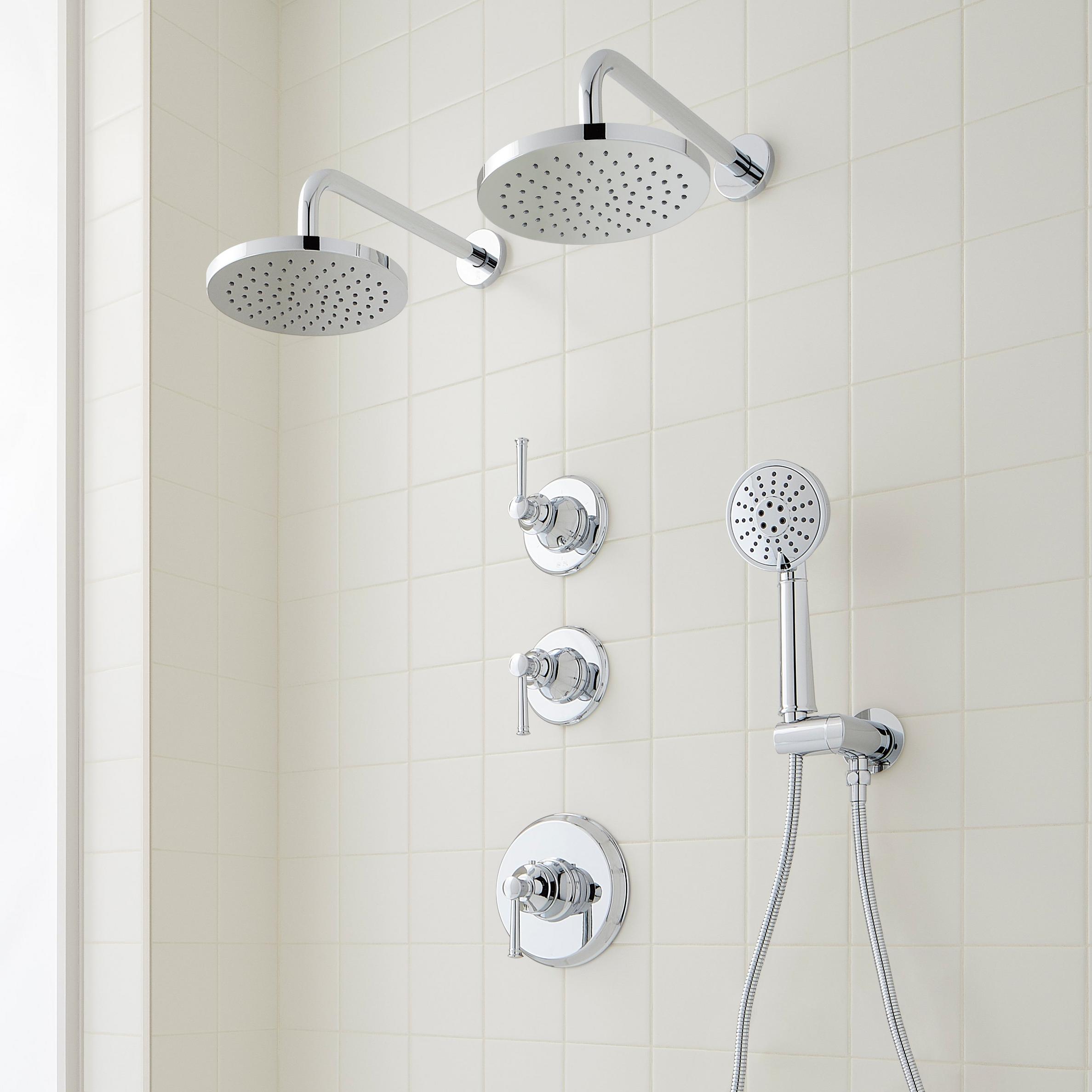 Beasley Thermostatic Shower System with Dual Showerheads and Hand ...