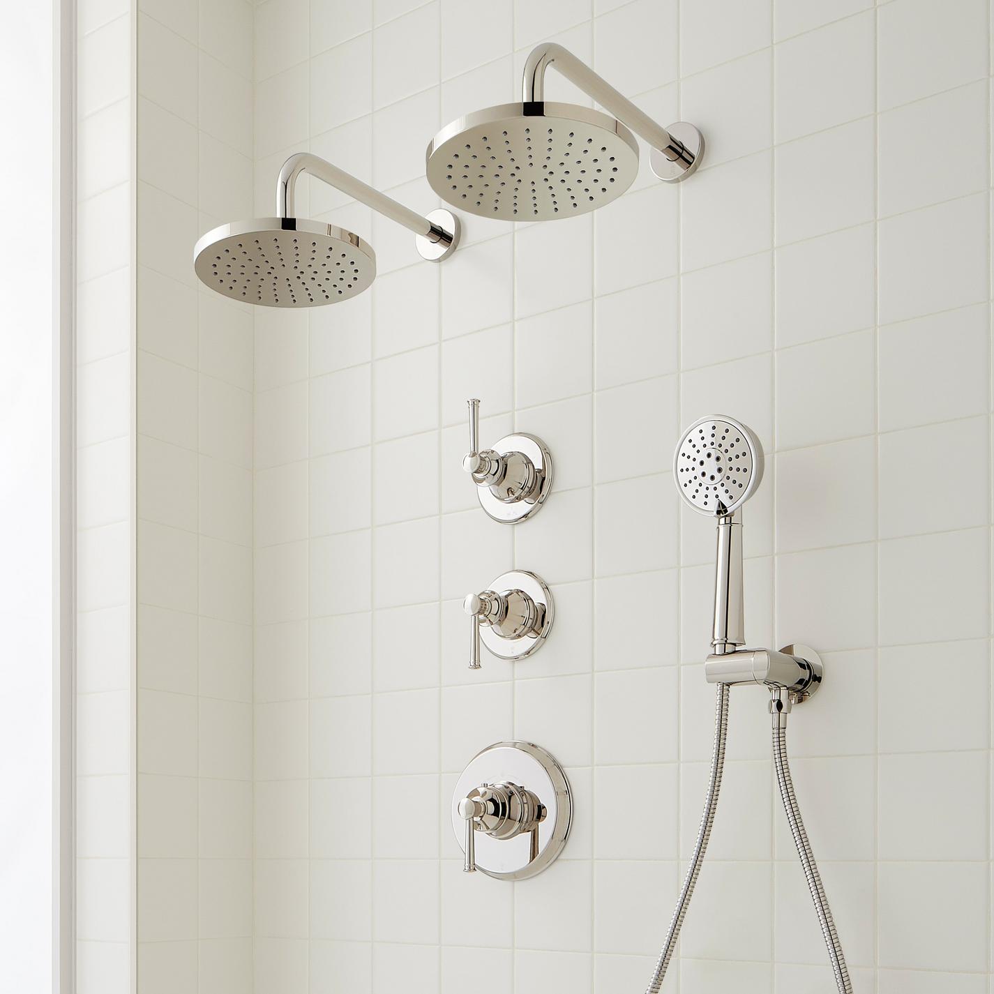 Beasley Thermostatic Shower System with Dual Showerheads and Hand ...