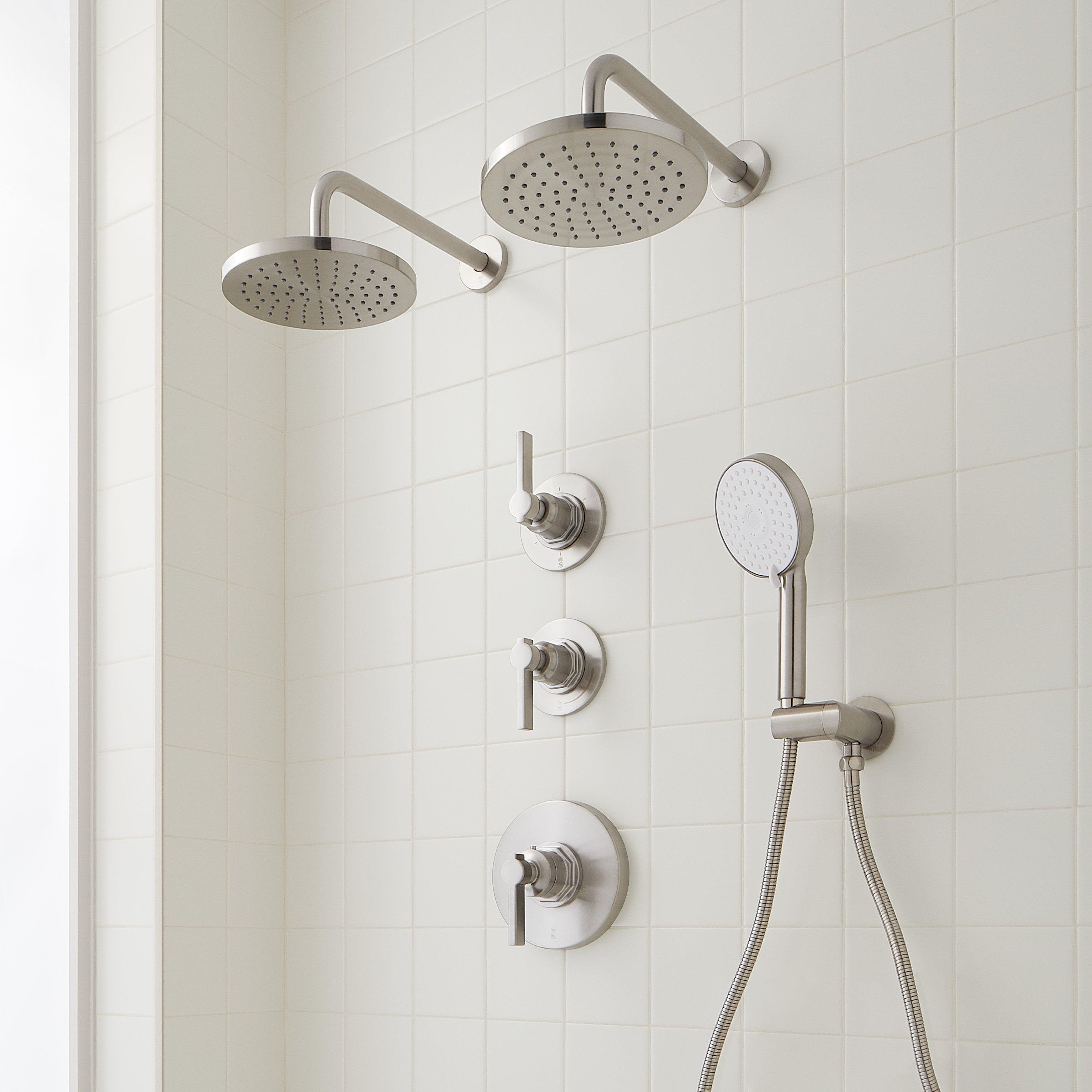 Greyfield Thermostatic Shower System with Dual Showerheads and Hand ...