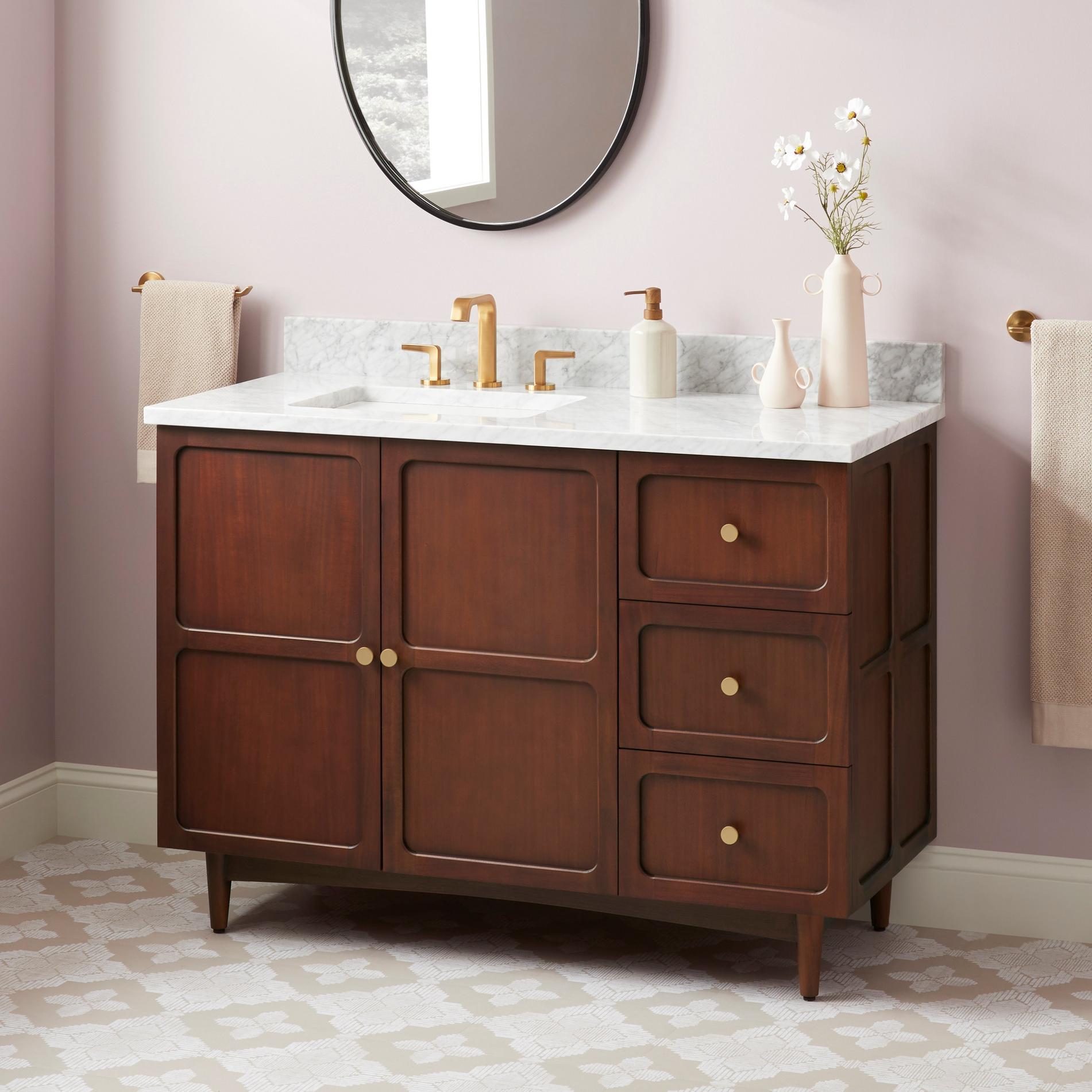 48" Delavan Vanity with Left Offset Rectangle Undermount Sink - Cold ...