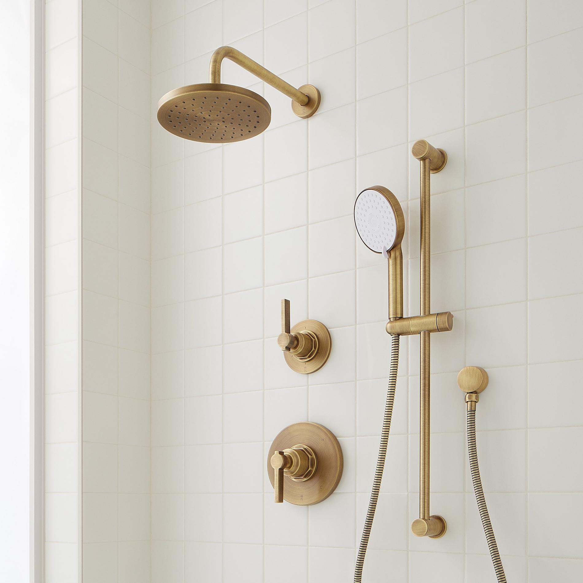 Greyfield Pressure Balance Shower System with Slide Bar and Hand Shower ...