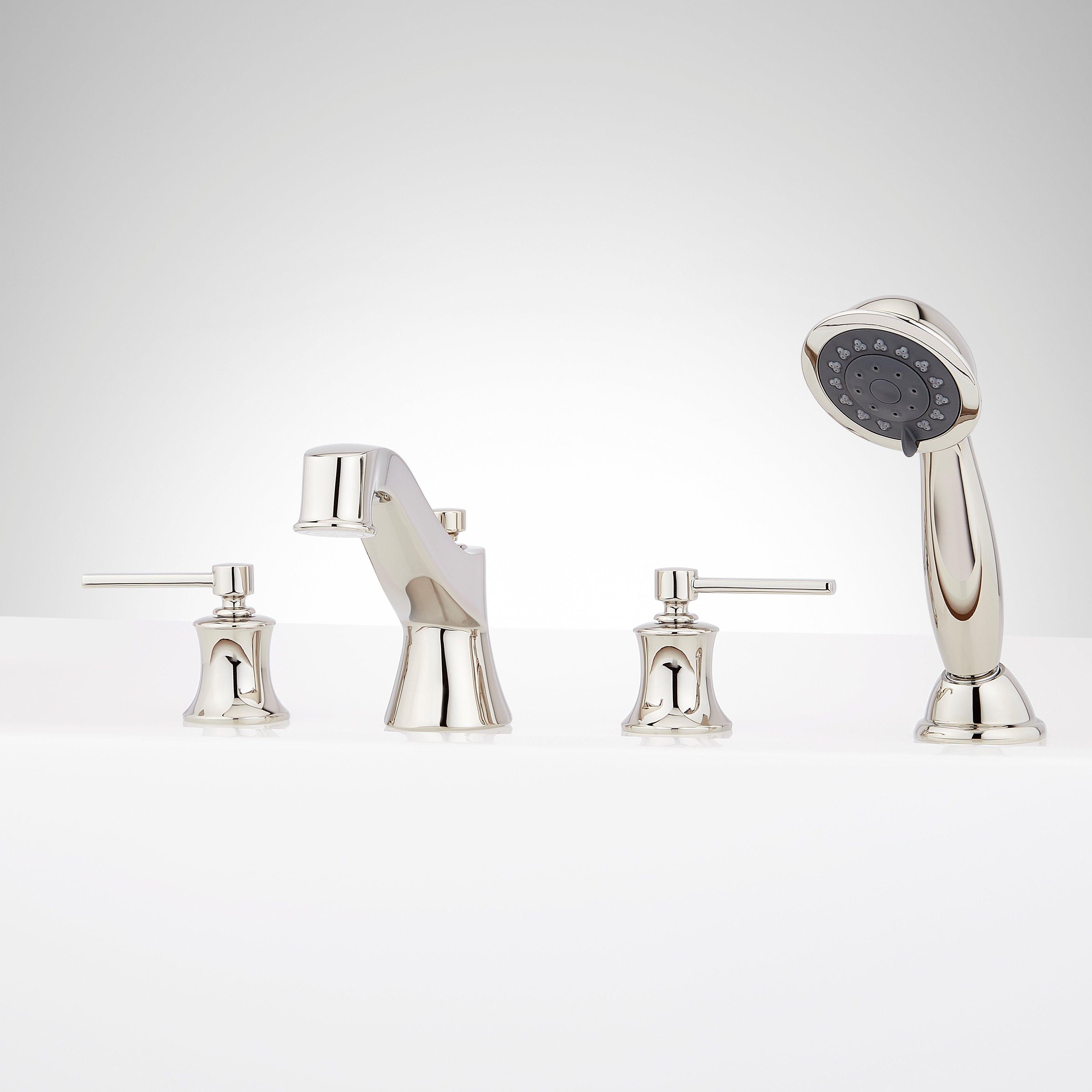 Pendleton 4-Hole Roman Tub Filler and Hand Shower and Valve - Polished ...